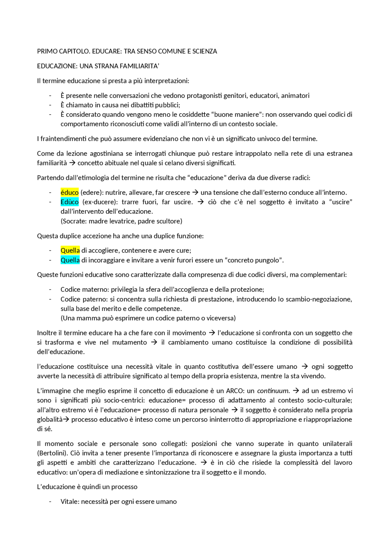 Riassunto Di Pedagogia Generale Docsity