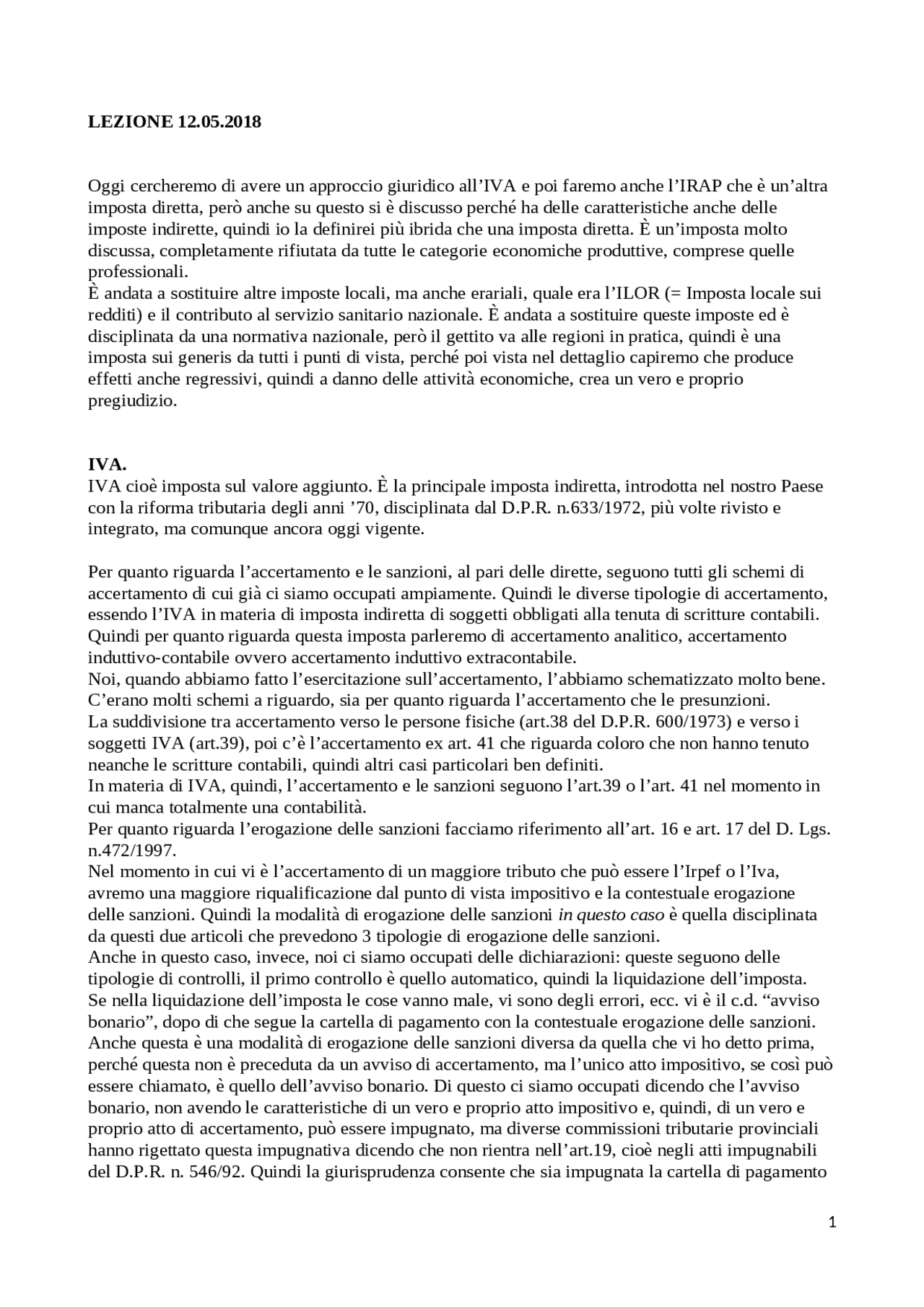 Iva E Irap Appunti Docsity