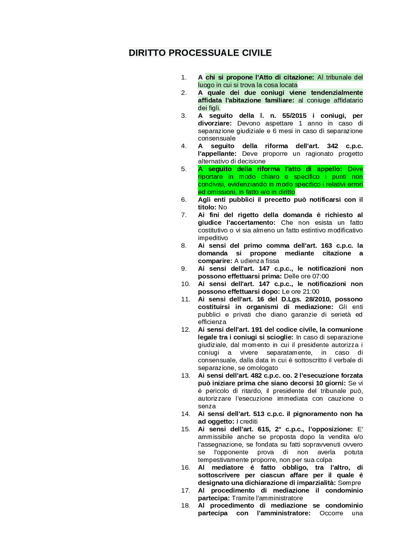 Diritto Processuale Civile Docsity