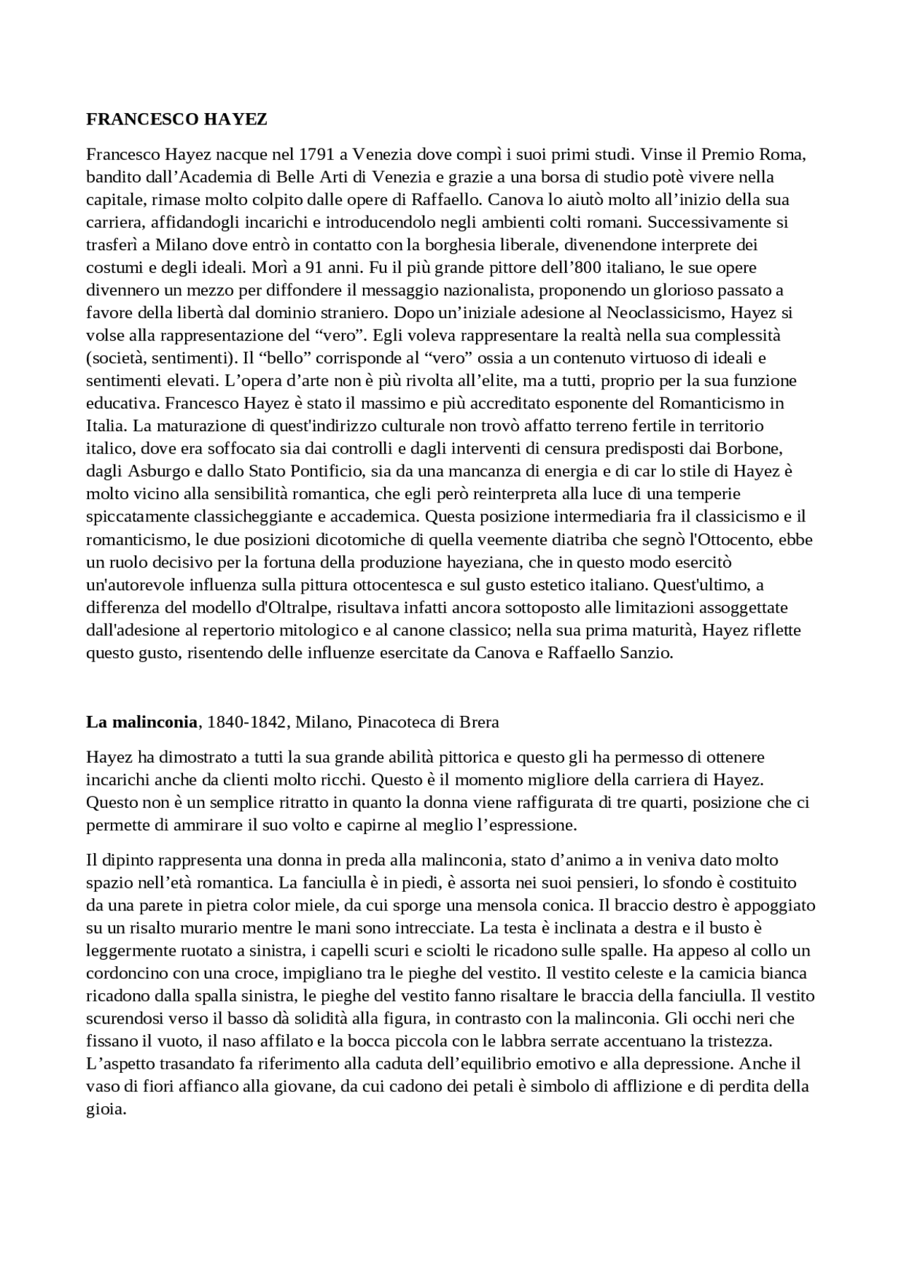 Francesco Hyez vita e opere - Docsity