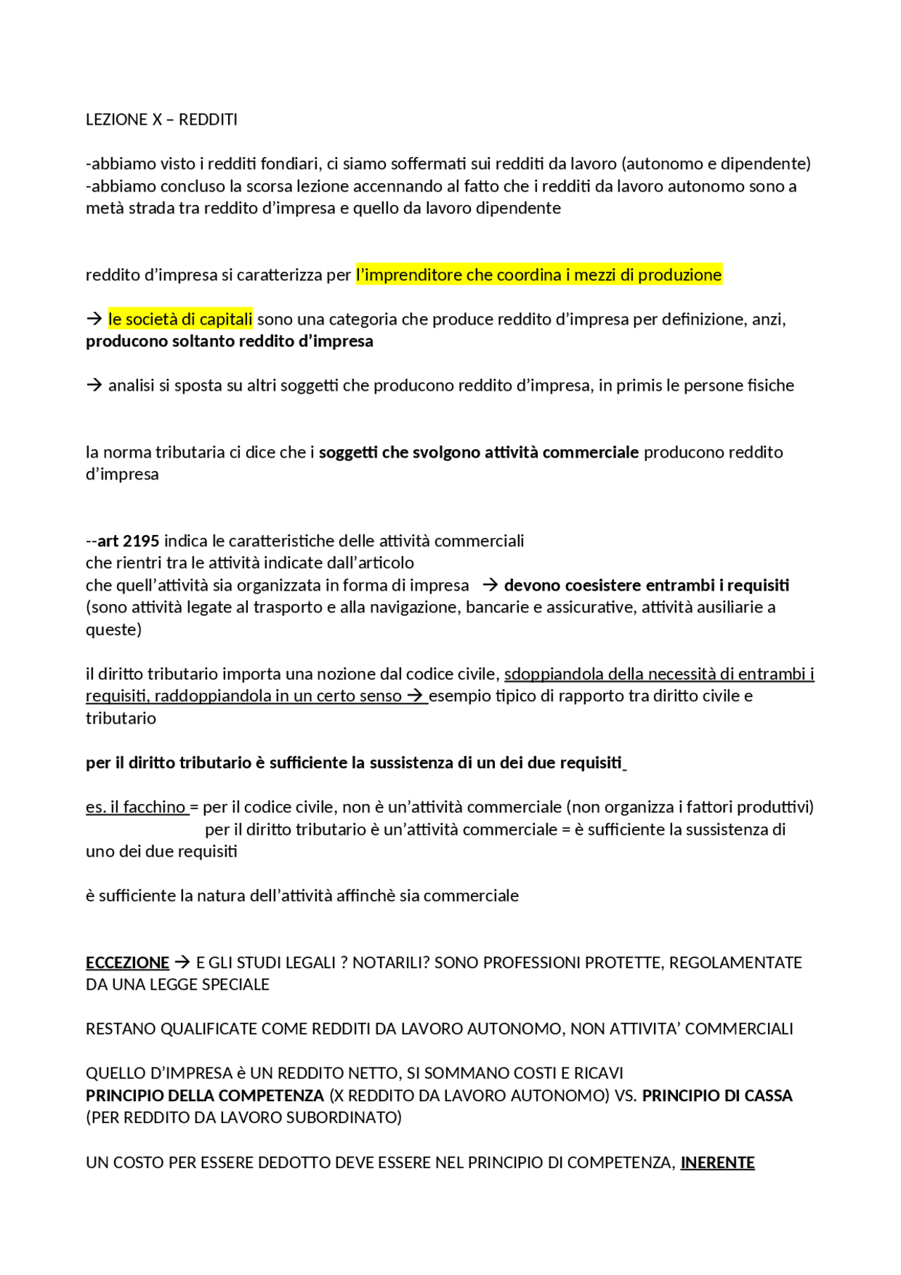 Reddito Dimpresa E Di Capitale Docsity