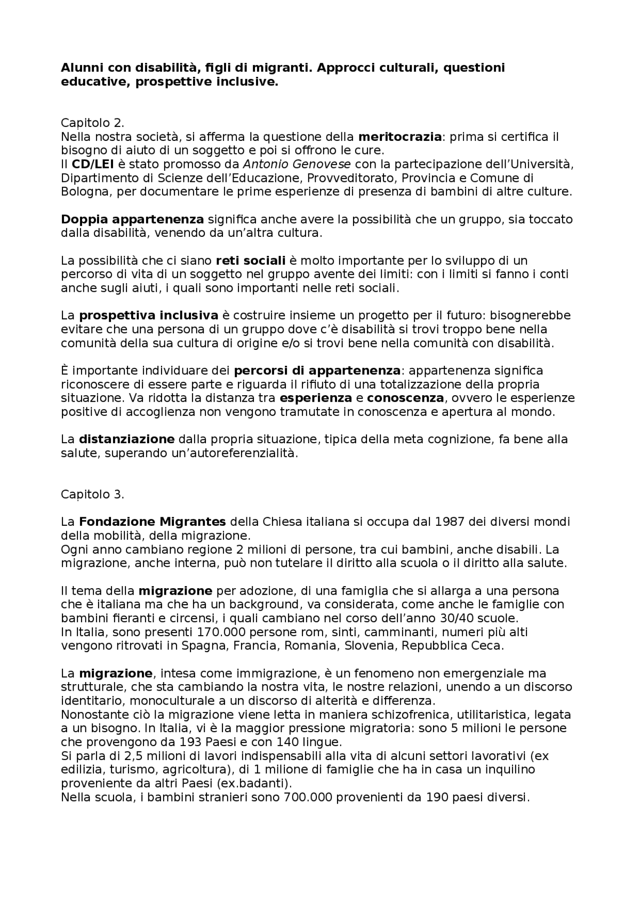 Alunni Con Disabilità Figli Di Migranti Docsity
