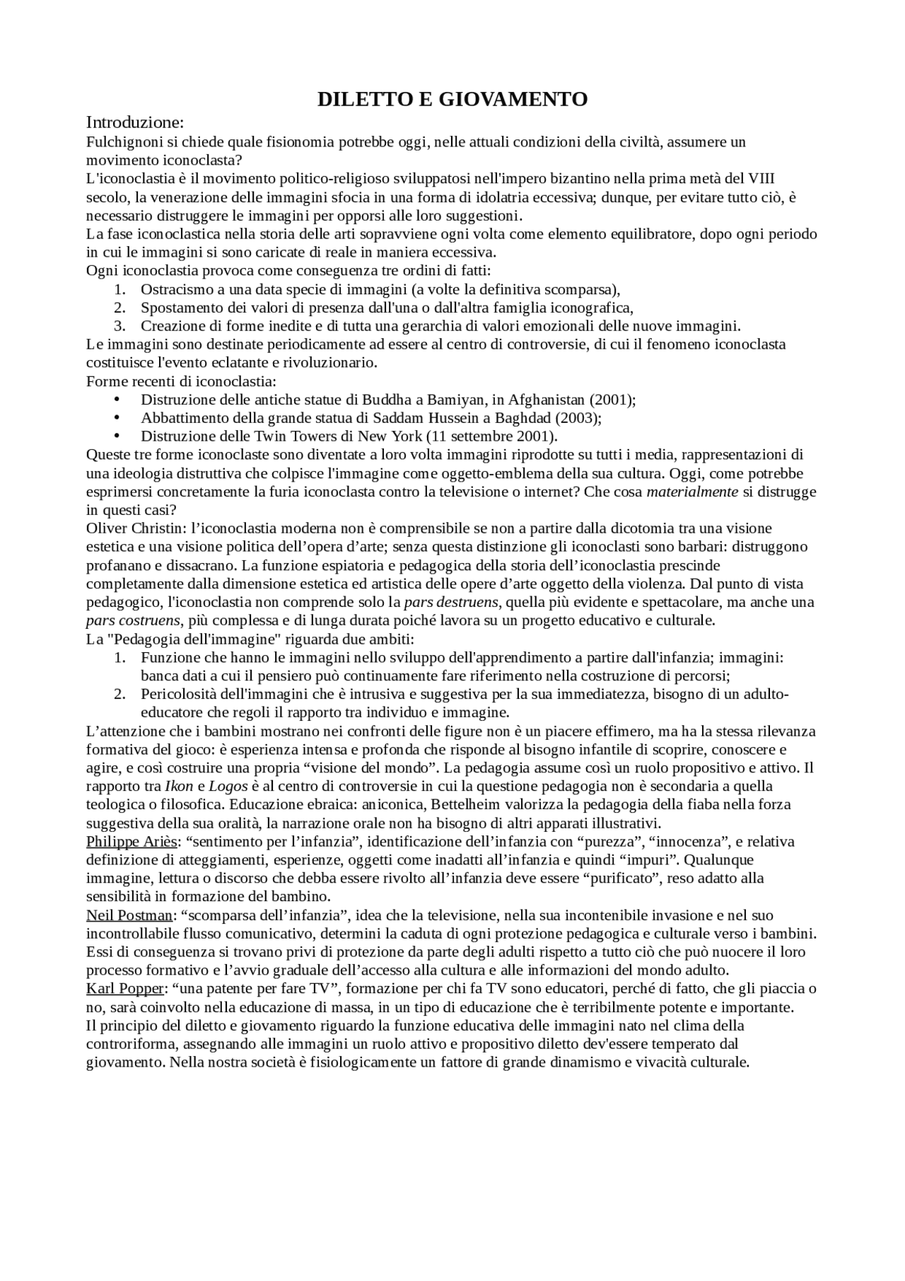 Riassunto Diletto E Giovamento Docsity