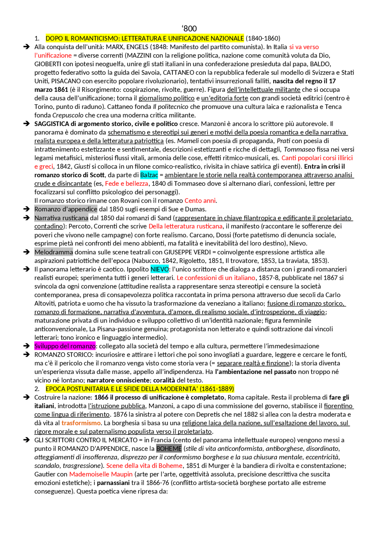 Appunti Letteratura Docsity