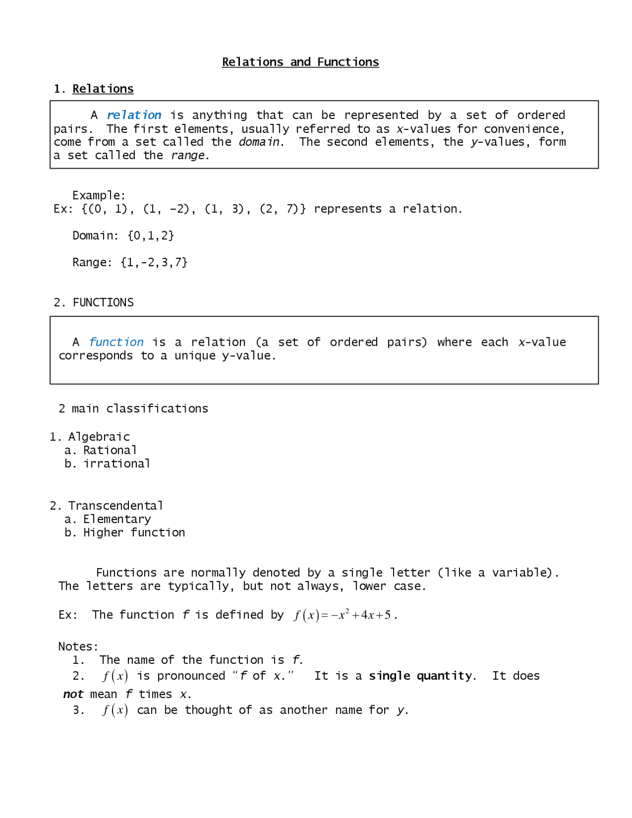 Function, Limits and Continuity - Docsity