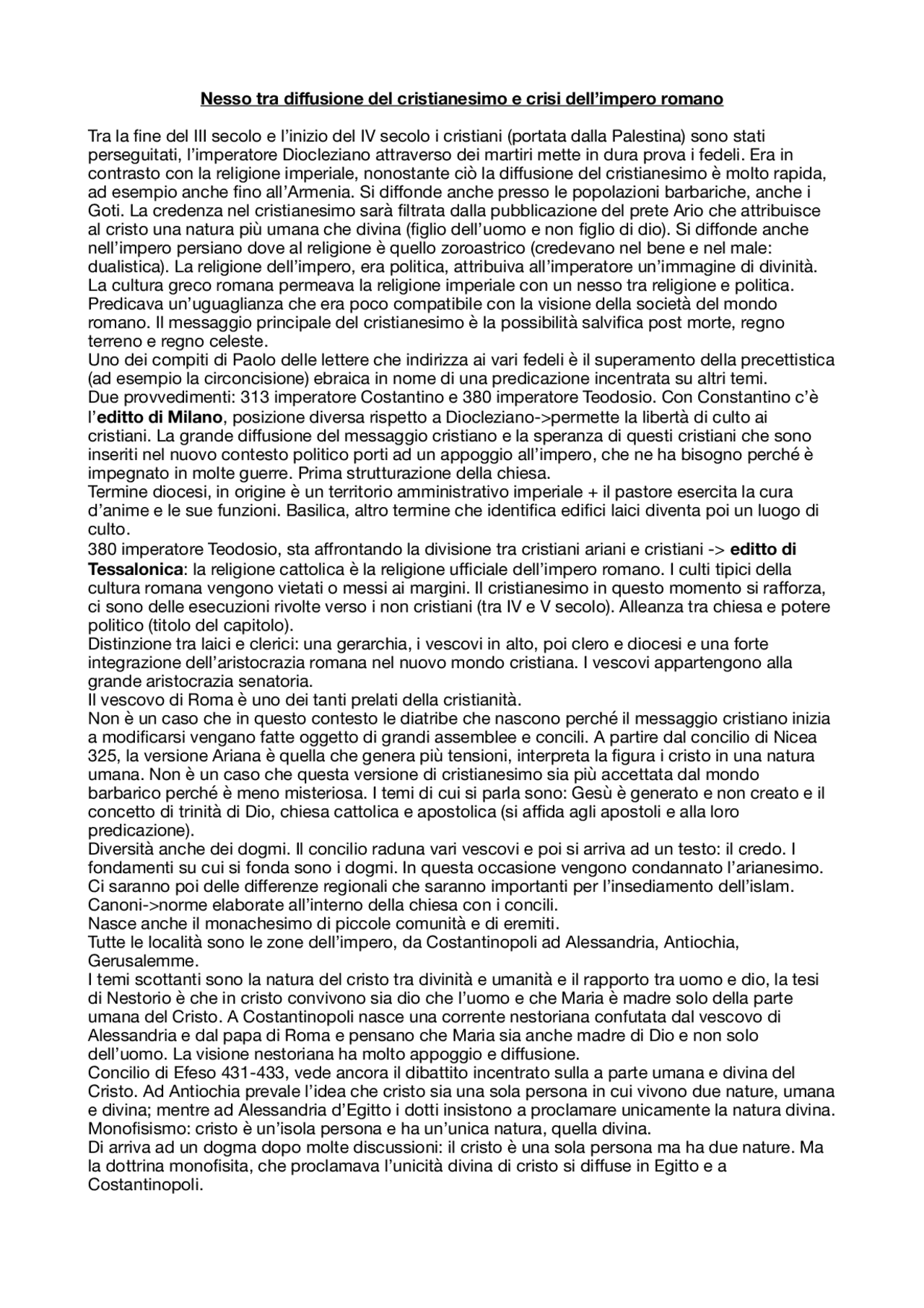 Diffusione Del Cristianesimo Nel Medioevo Docsity
