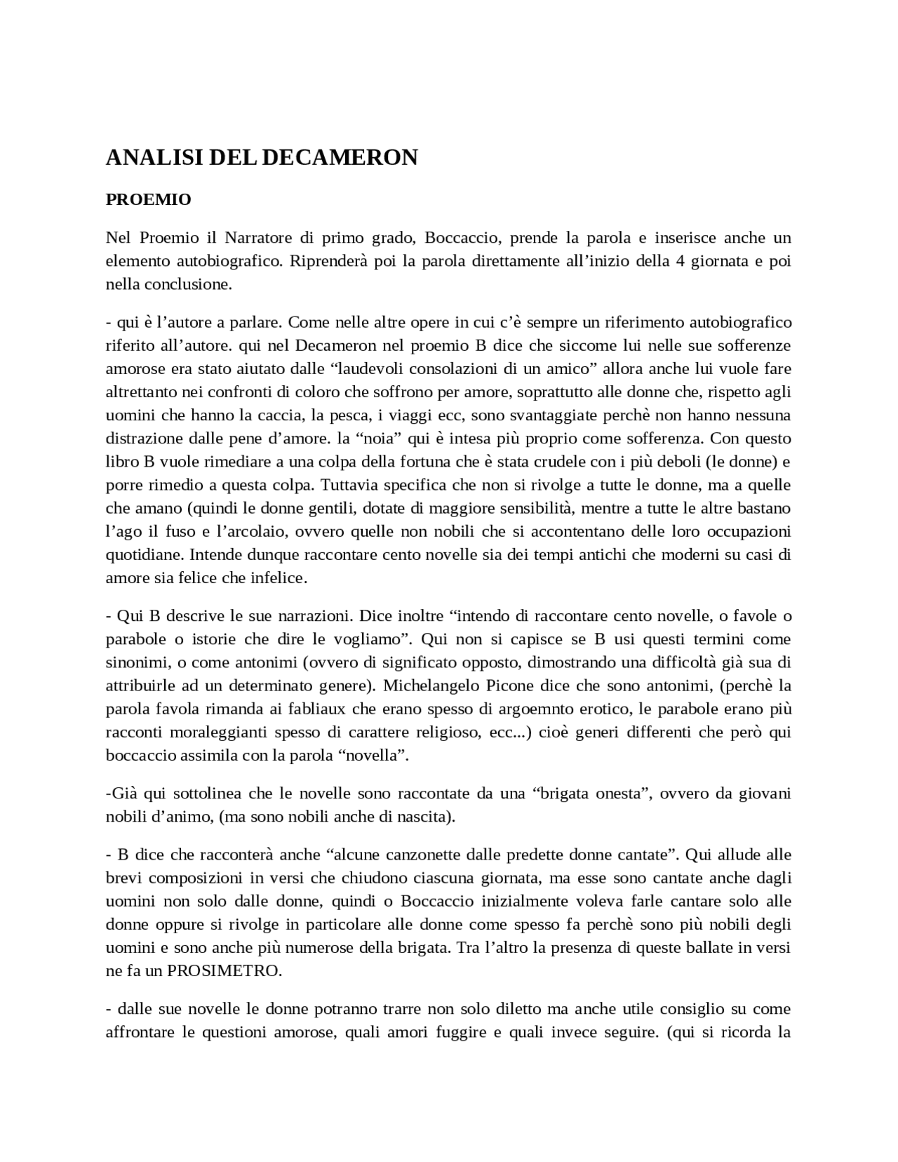 Appunti Decameron Boccaccio Docsity