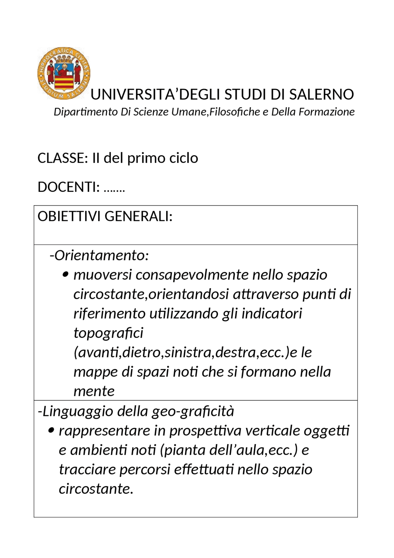 Progettazione Lezione Docsity