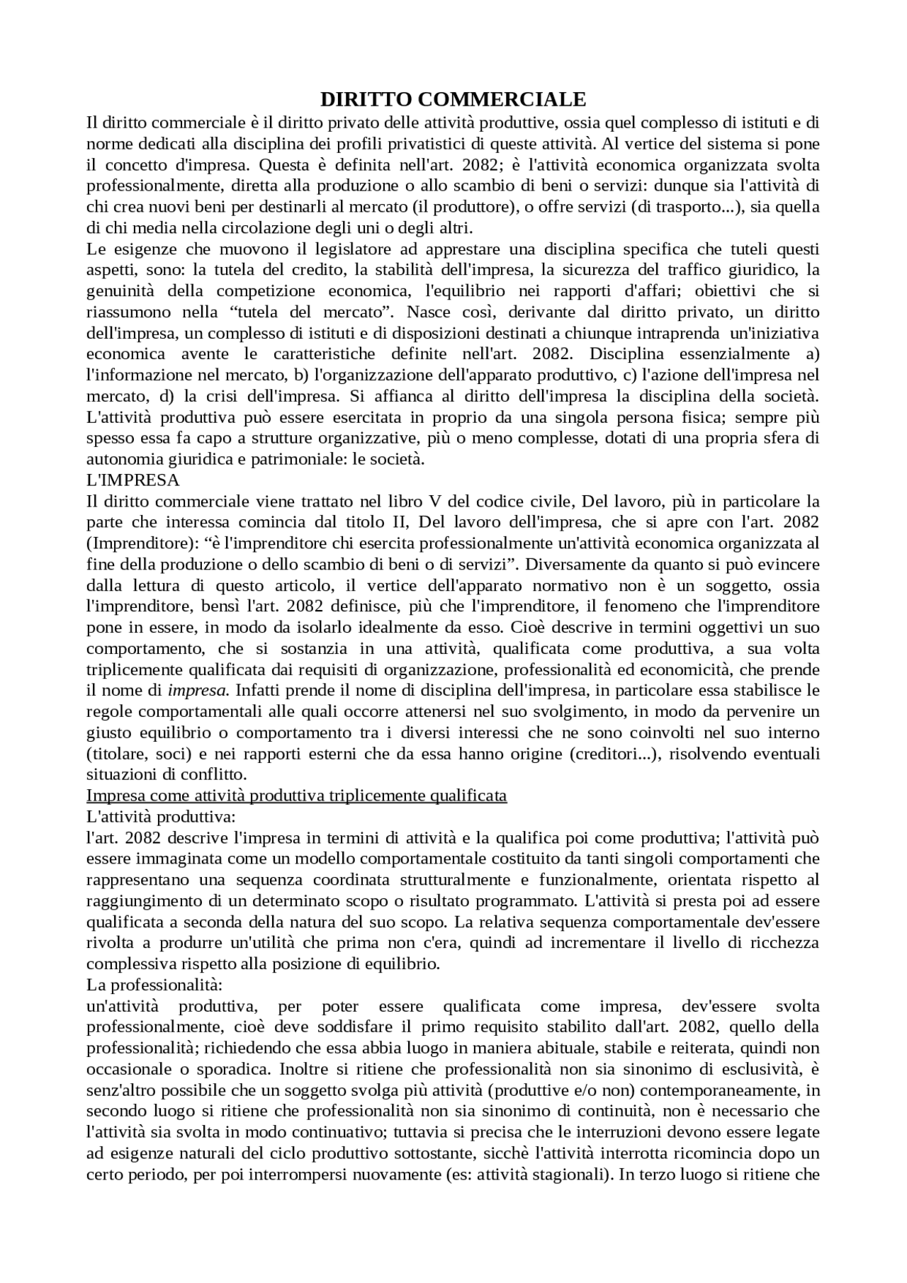 Manuale Di Diritto Commerciale Docsity