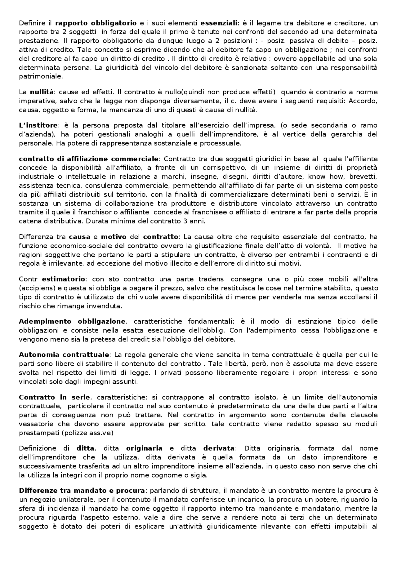 Domande Di Diritto Commerciale Con Risposte Docsity