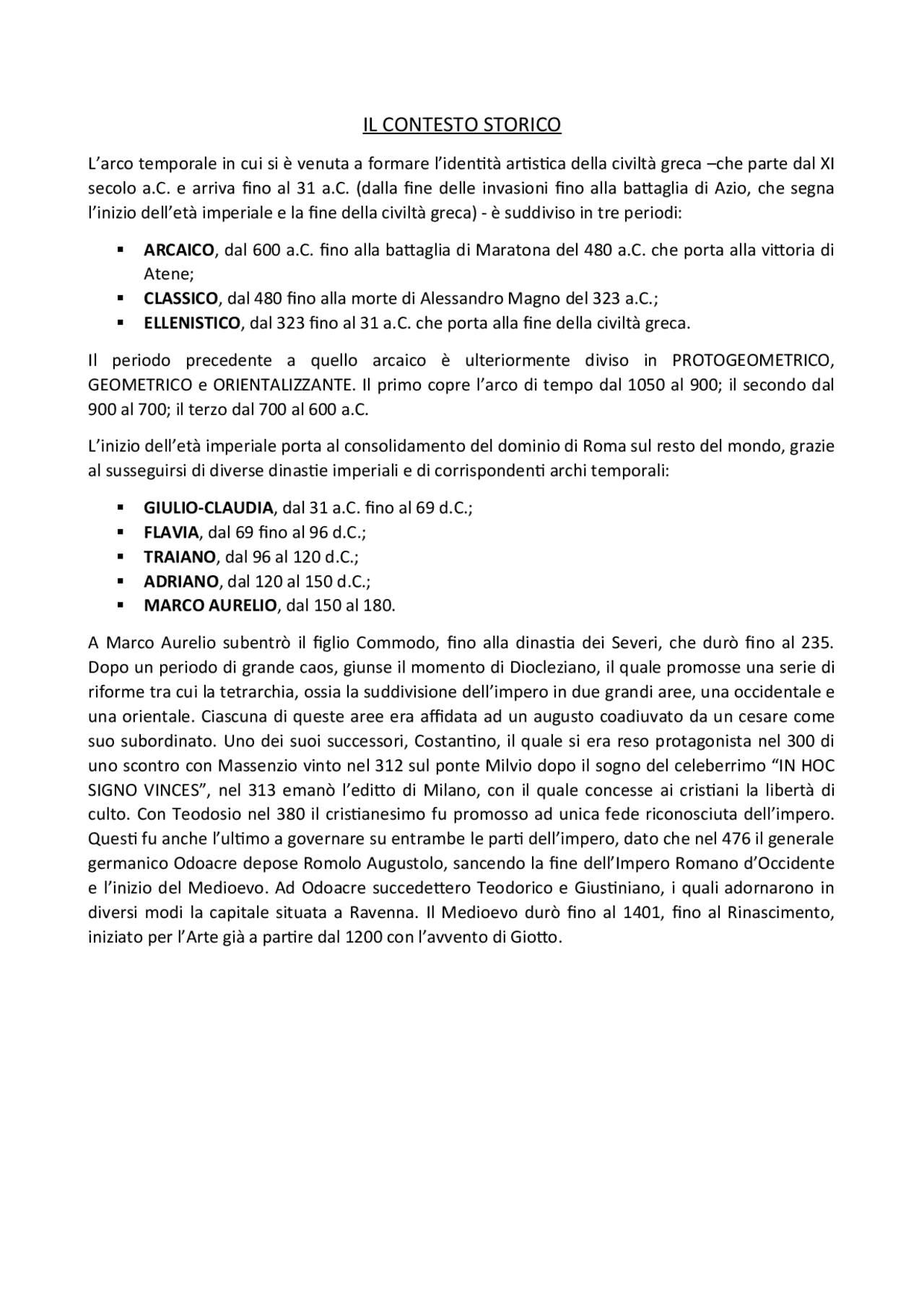 Arte pre-rinascimentale: un salto nel contesto storico - Docsity