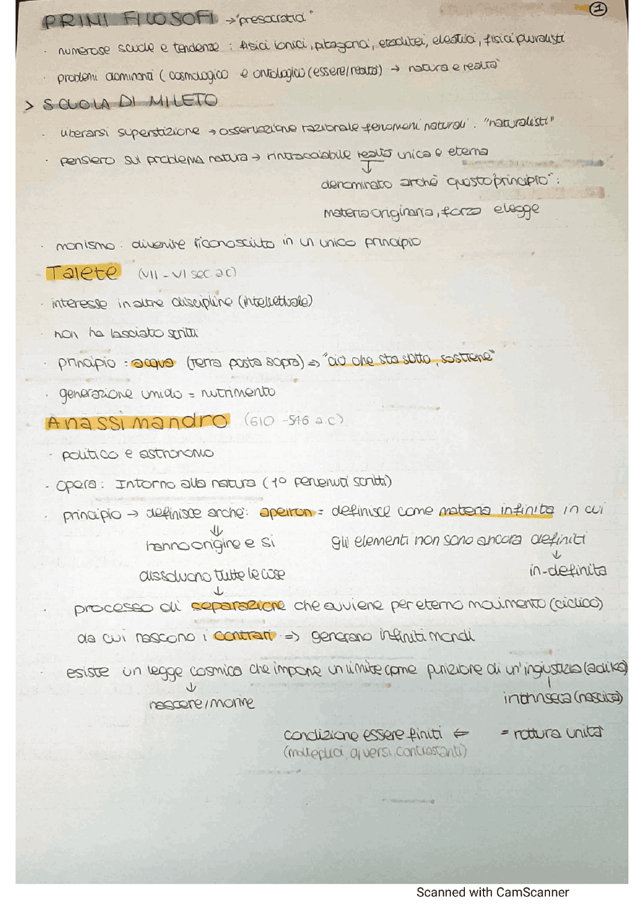 Filosofi Presocratici Docsity