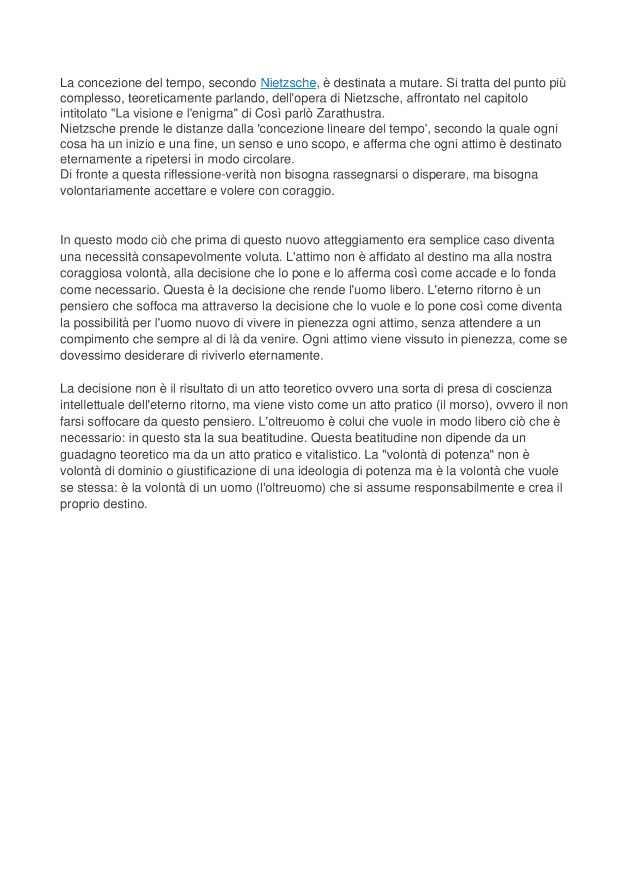 La Concezione Del Tempo In Nietzsche Docsity