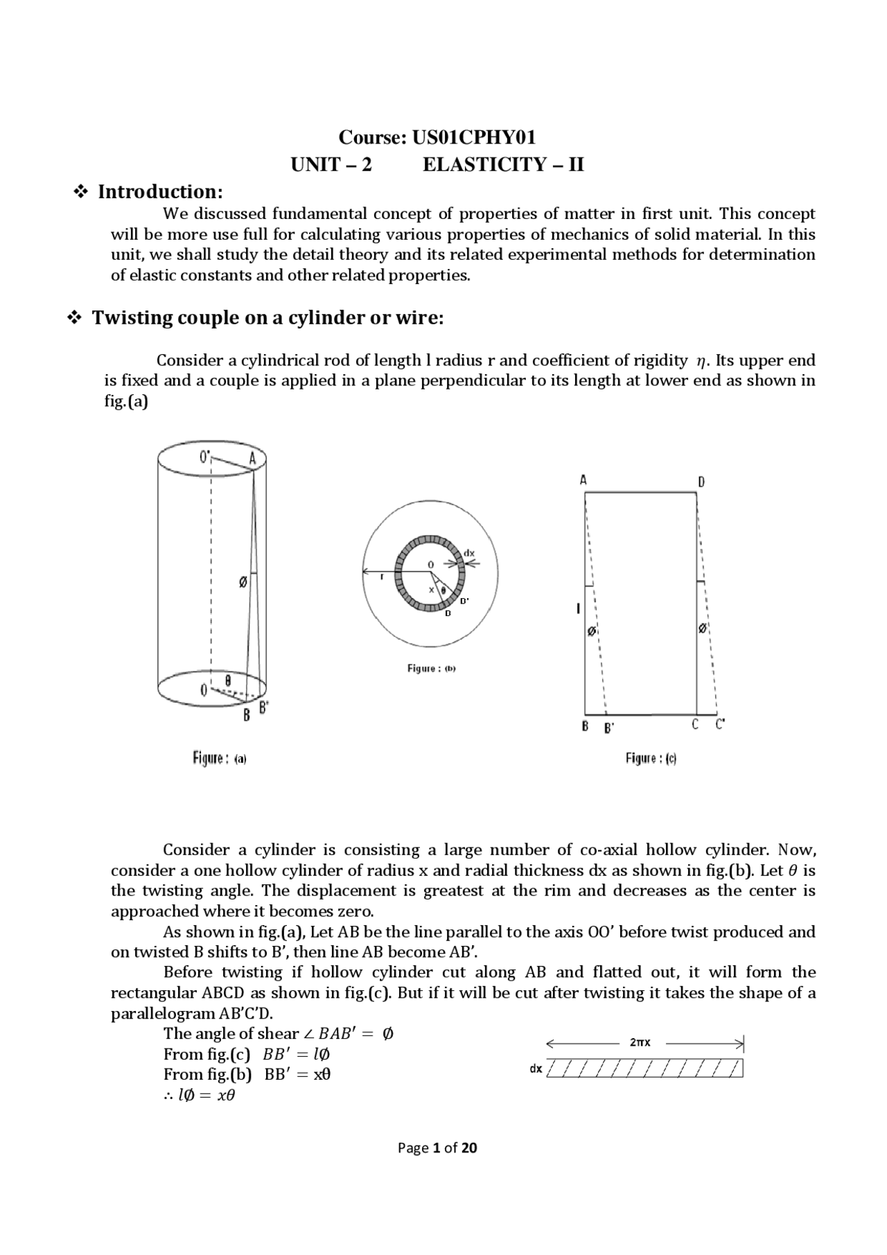 Properties Of Matter Elasticity Docsity
