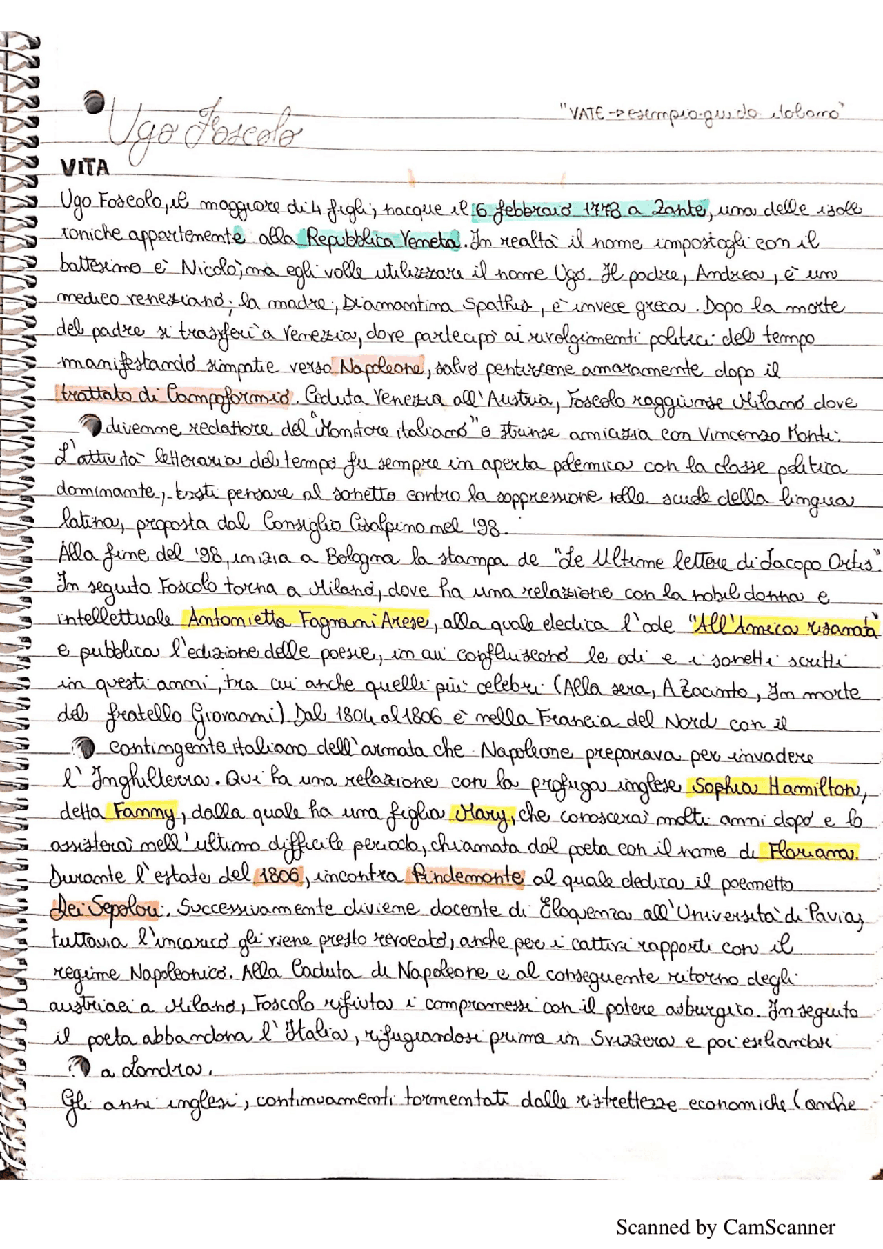 Ugo Foscolo Sintesi Generale Docsity