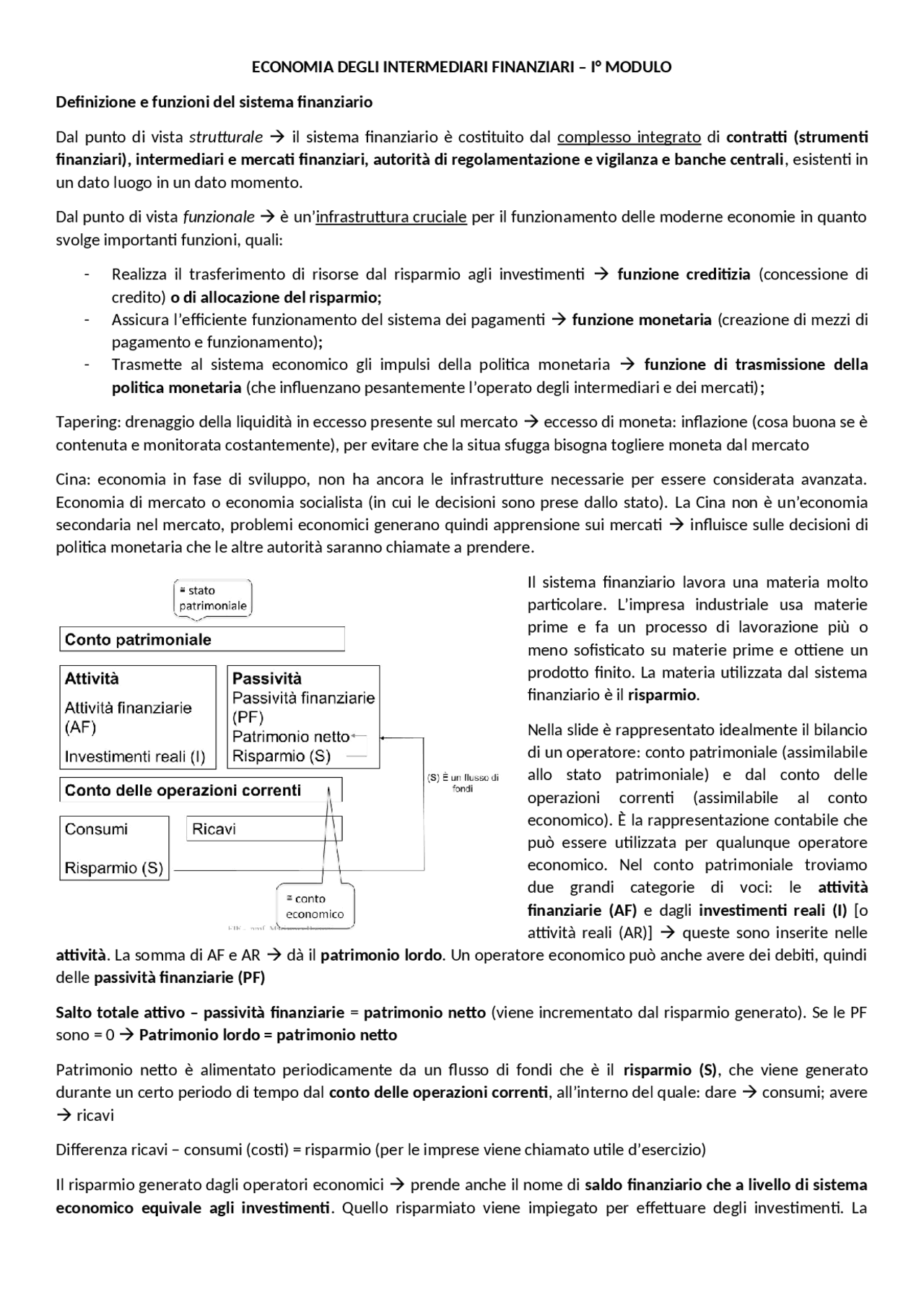 Economia degli intermediari finanziari - Prof.ssa Borroni I modulo - Docsity