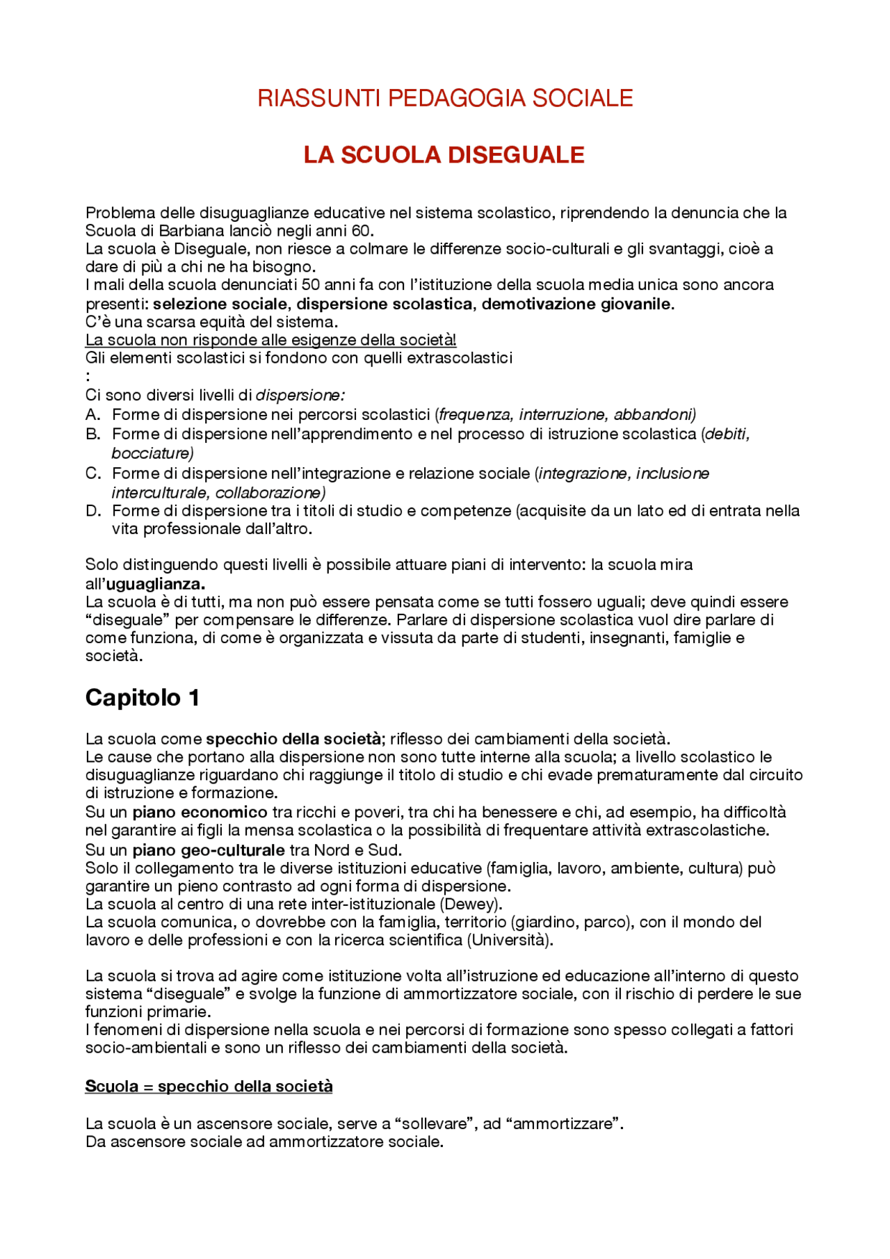 La Scuola Diseguale Docsity