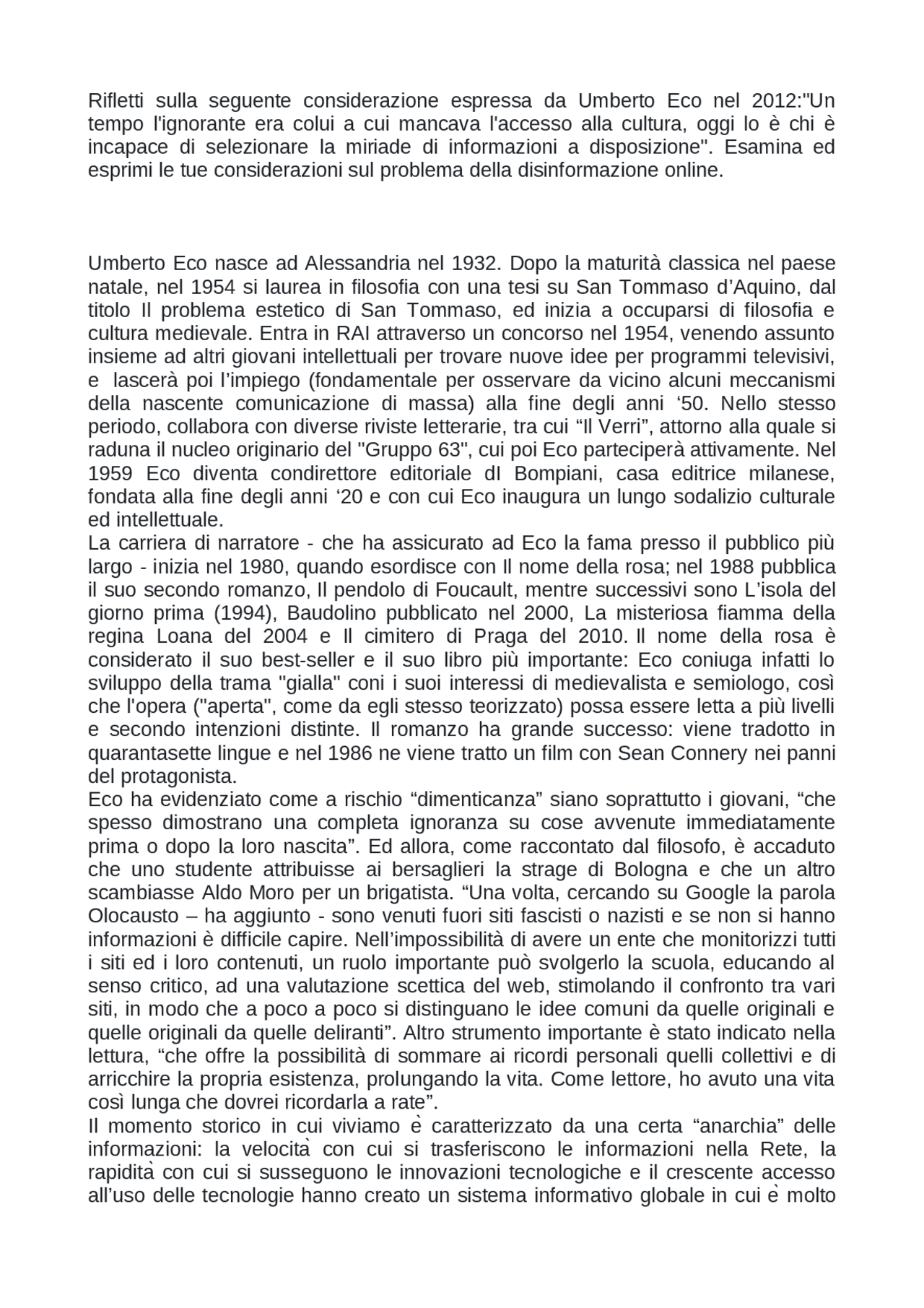 Tema Educazione Civica Docsity