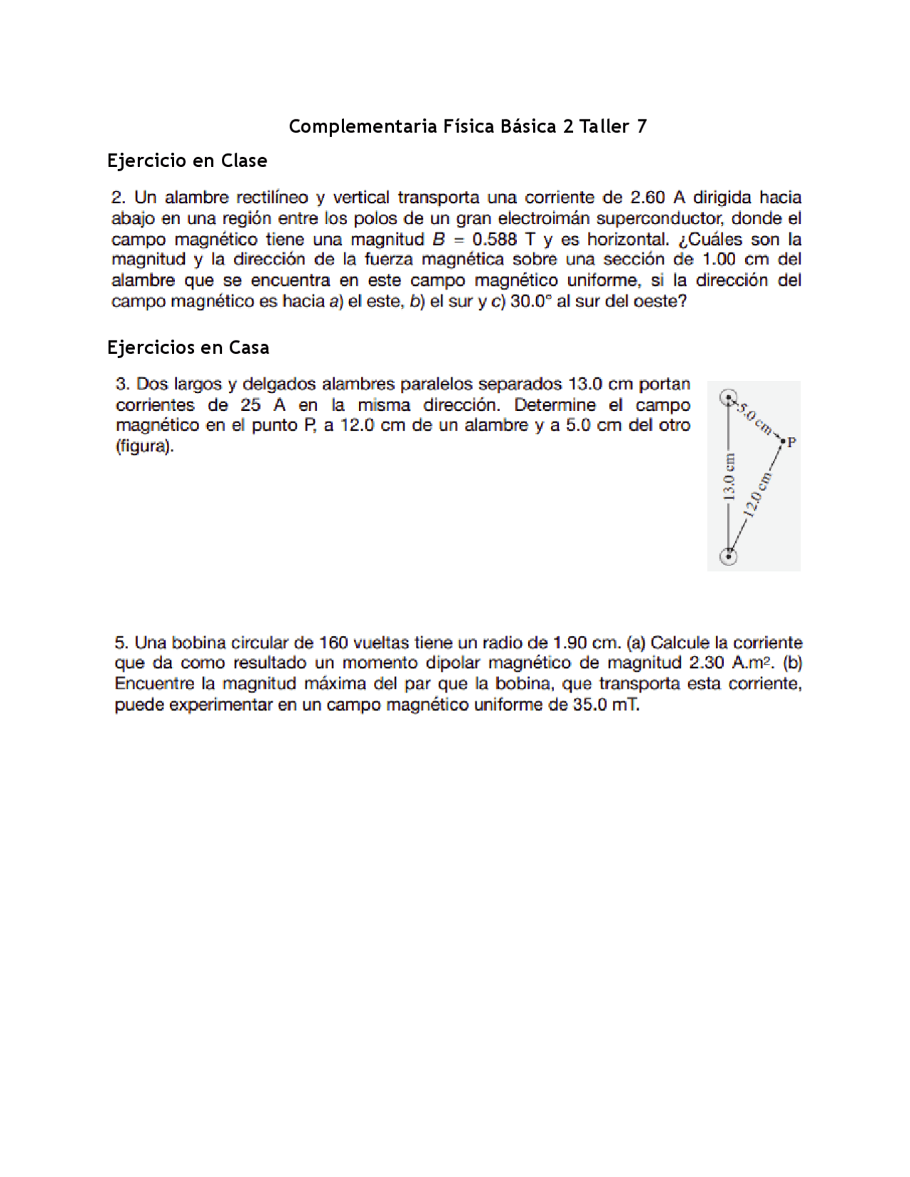 Ejercicios de practica fisica talleres de complementaria - Docsity