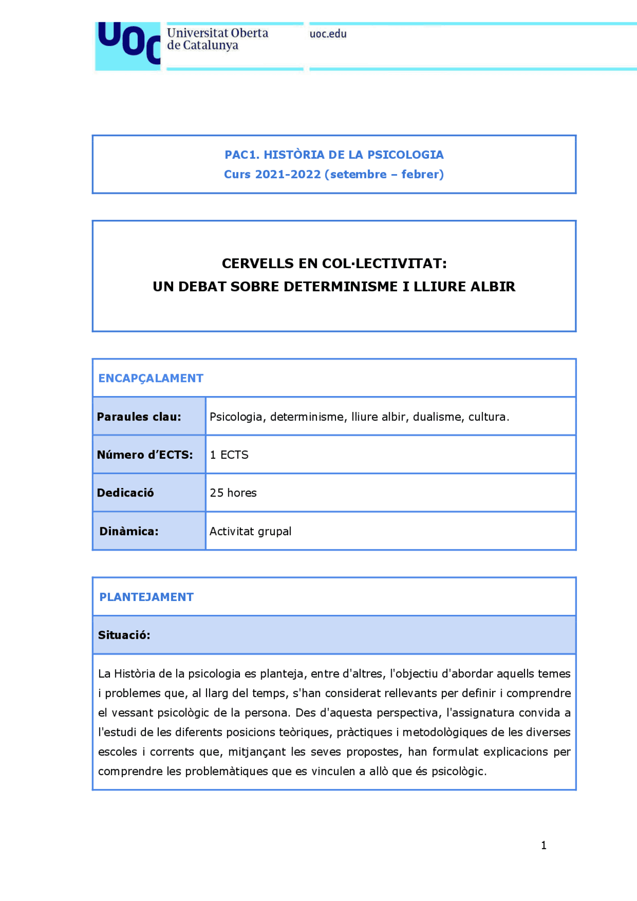 Pac 1 Enunciat Història Docsity