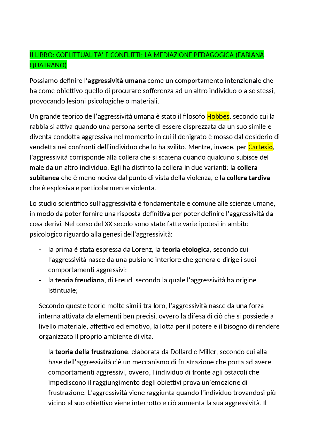 Riassunto Conflittulità E Conflitti Docsity