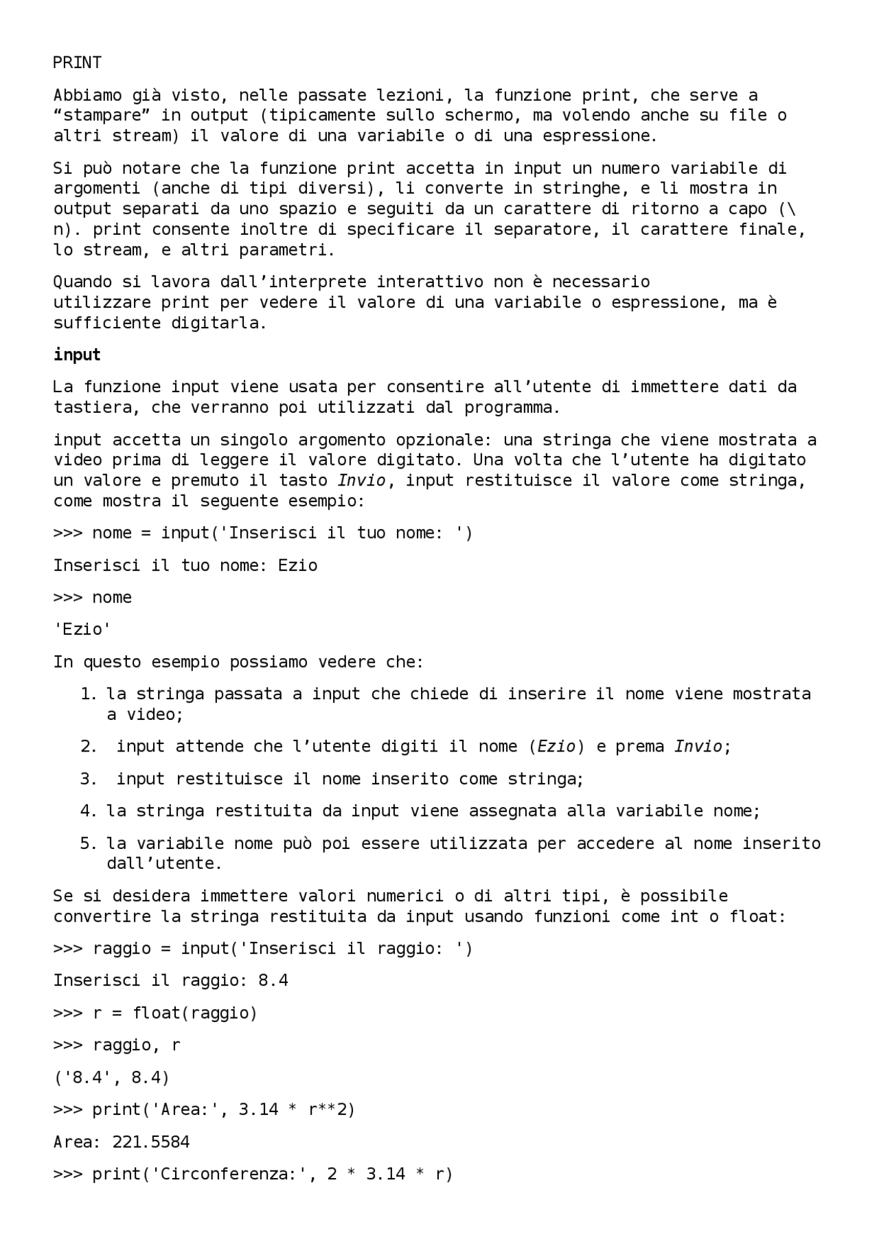 Appunti Di Teoria Di Python Riassuntivi Docsity