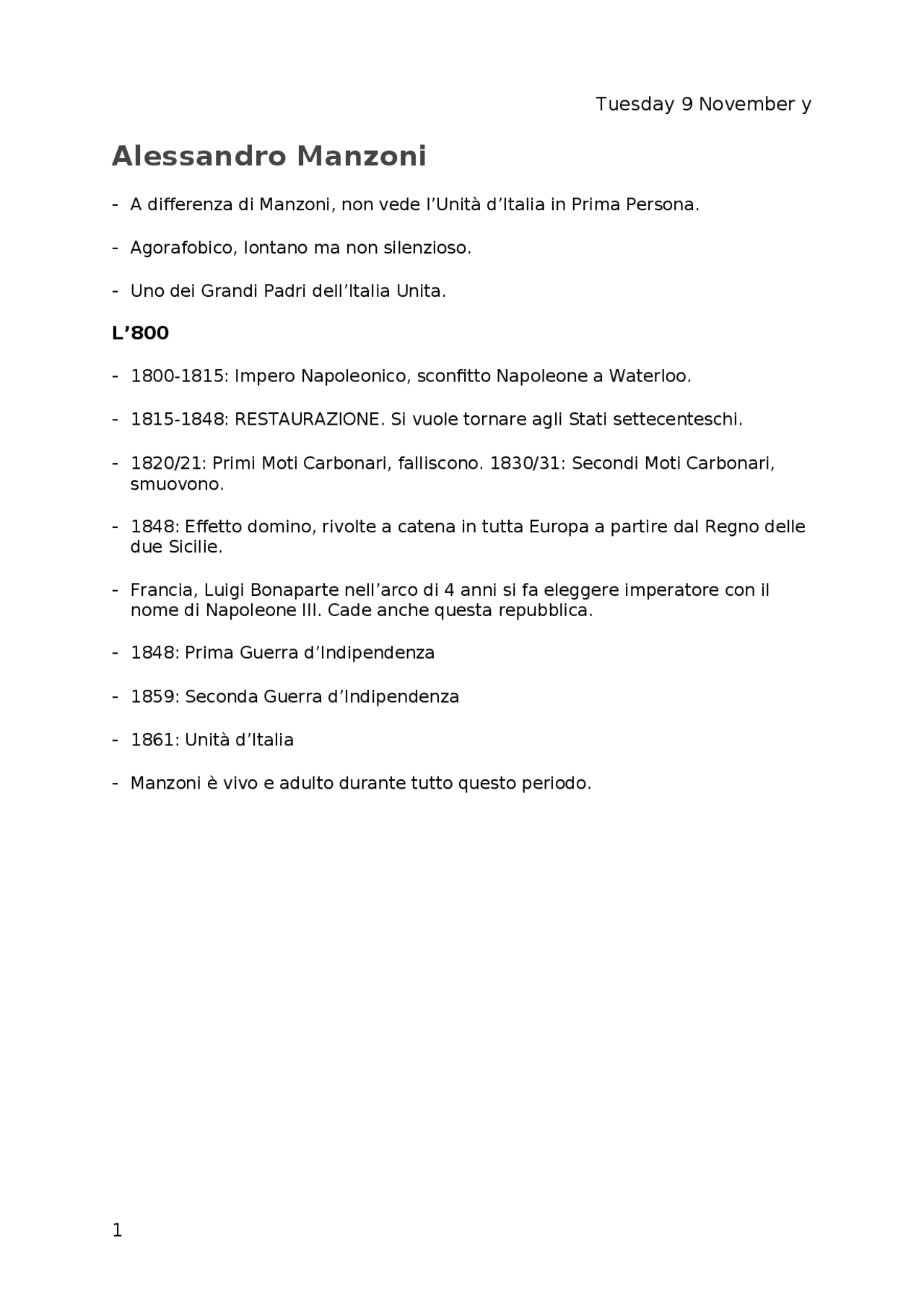 Alessandro manzoni riassunto - Docsity