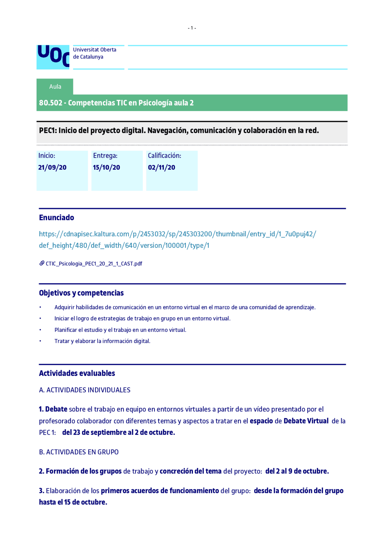 Enunciado De Las Pec Docsity