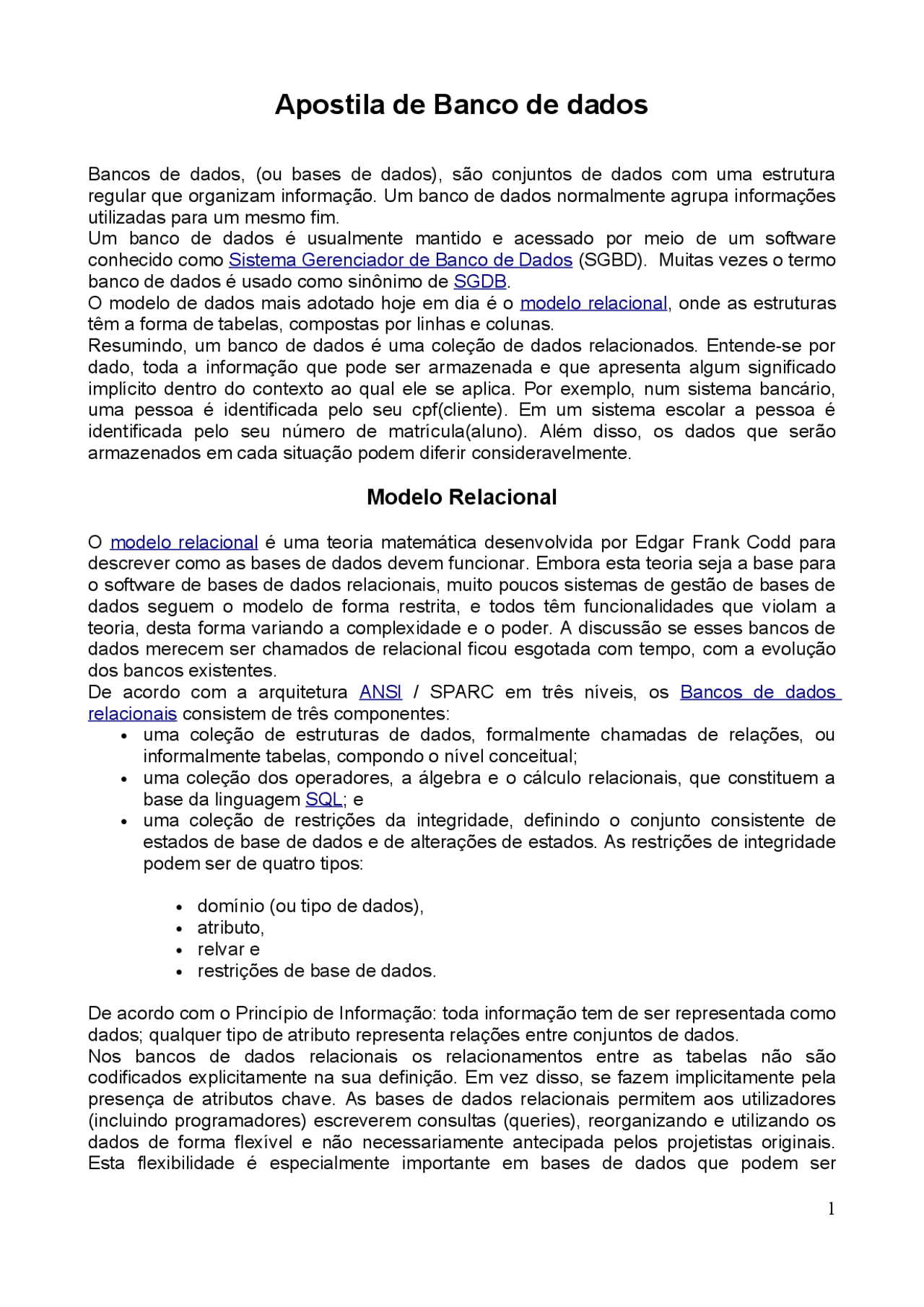 Apostila Banco de Dados - Docsity