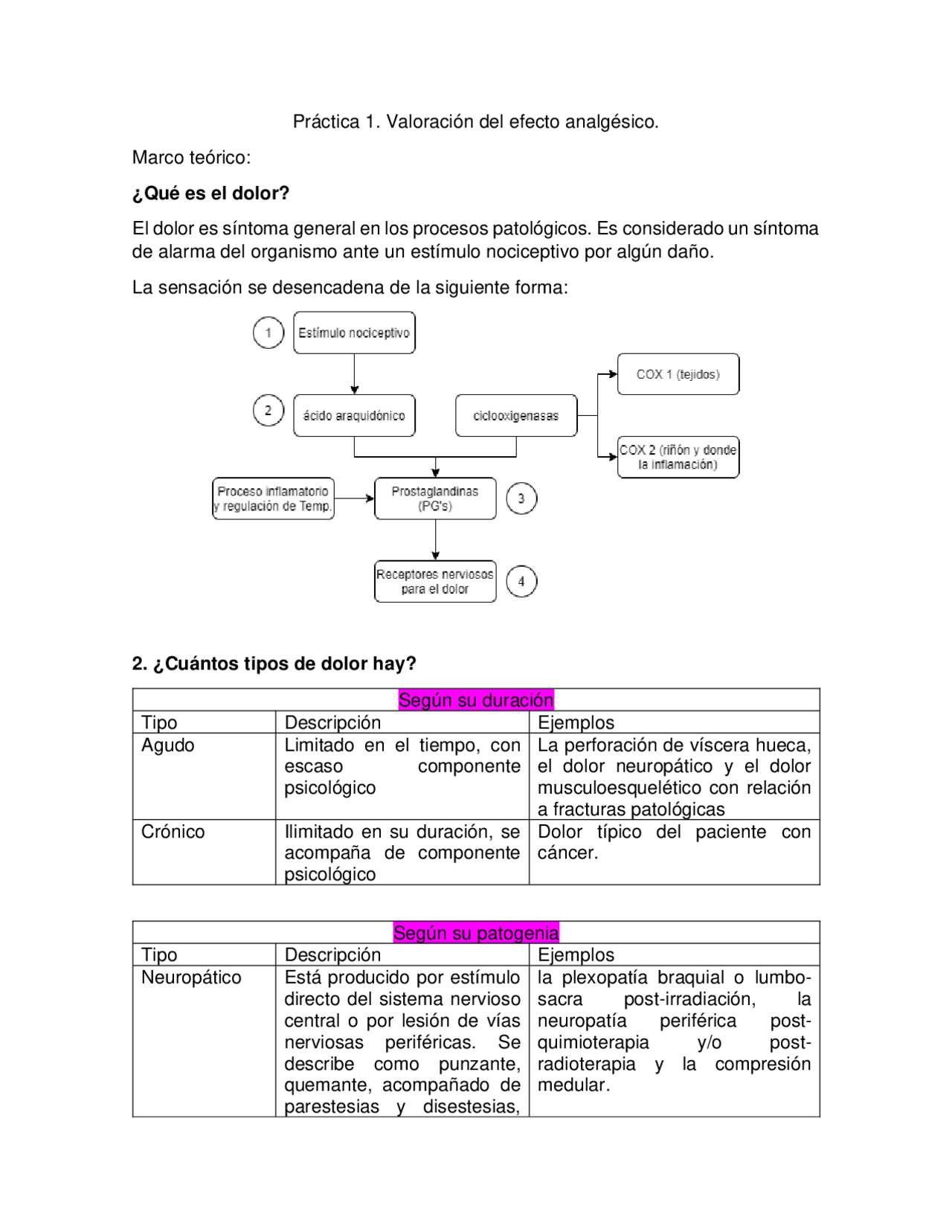 Previo 1 Analgésicos Docsity