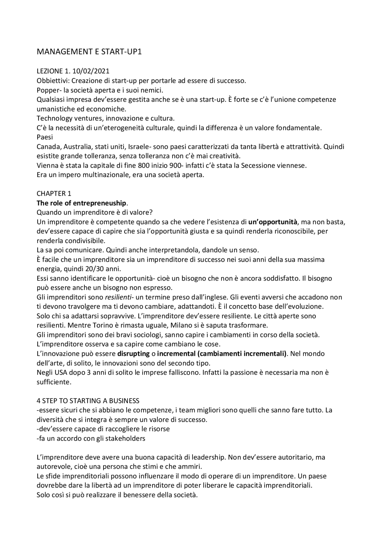 Management E Start Up Per Larte Angelo Miglietta Docsity
