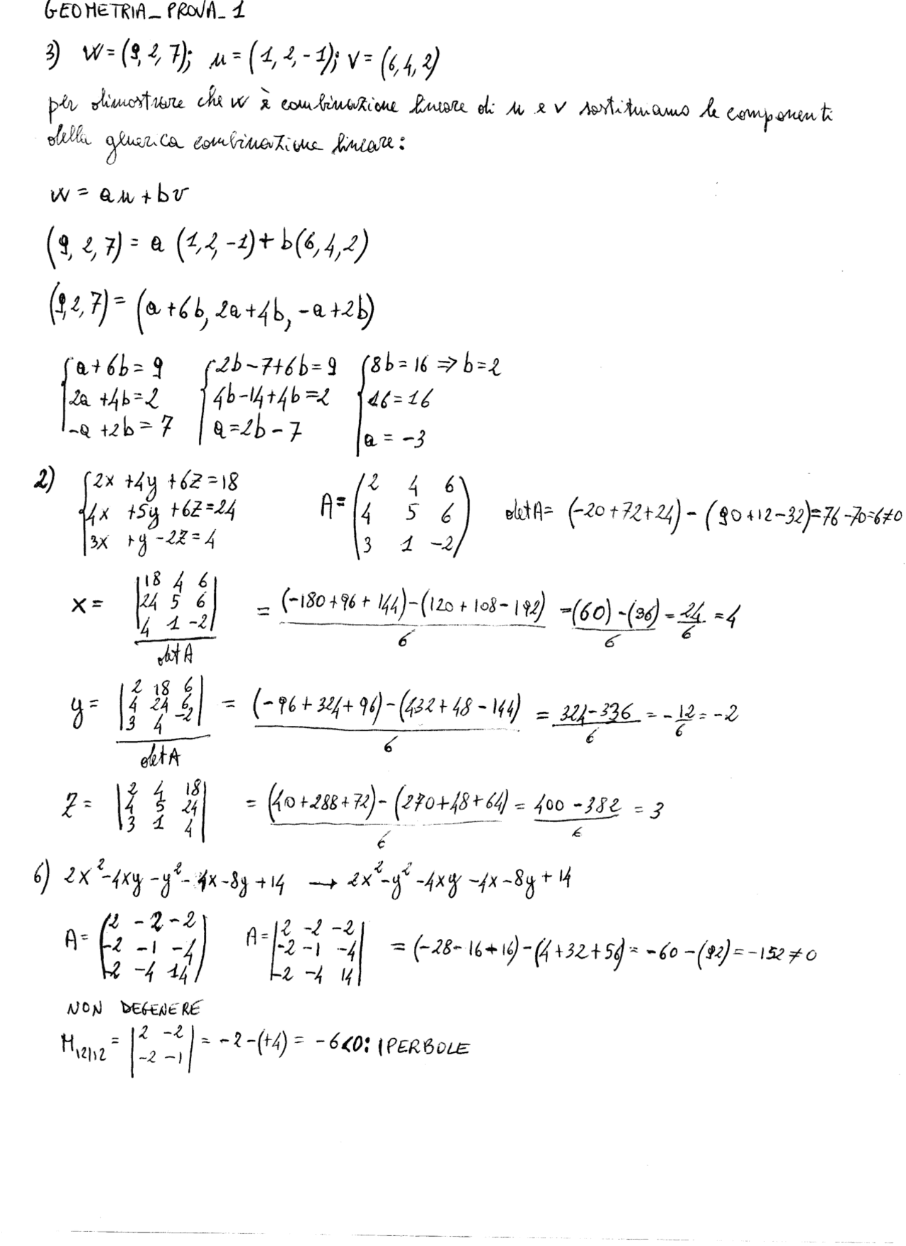 Geometria Ed Algebra Lineare Esercizi Di Analisi Matematica Ii Docsity