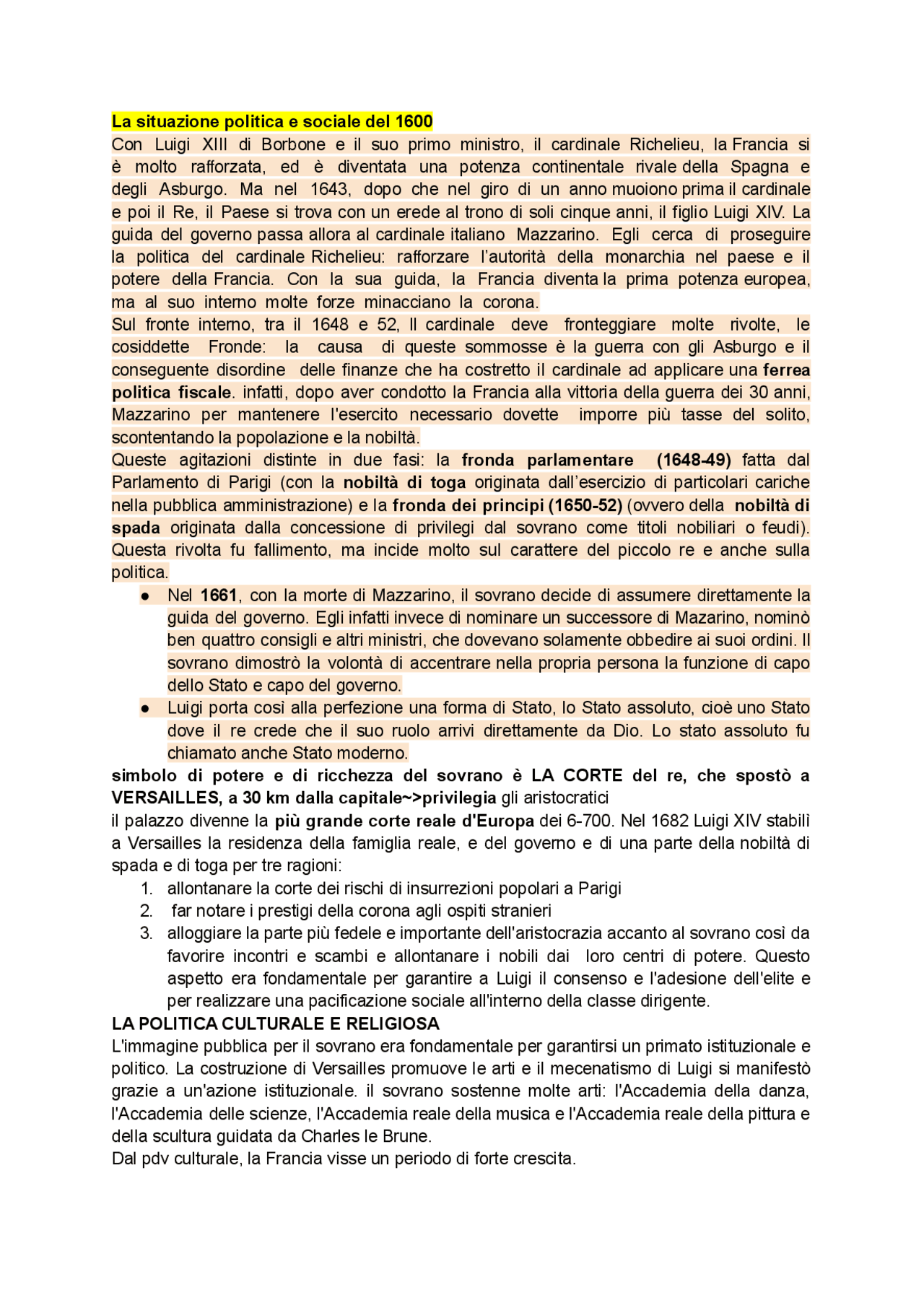 Appunti Luigi Xiv E Monarchia Assoluta Docsity