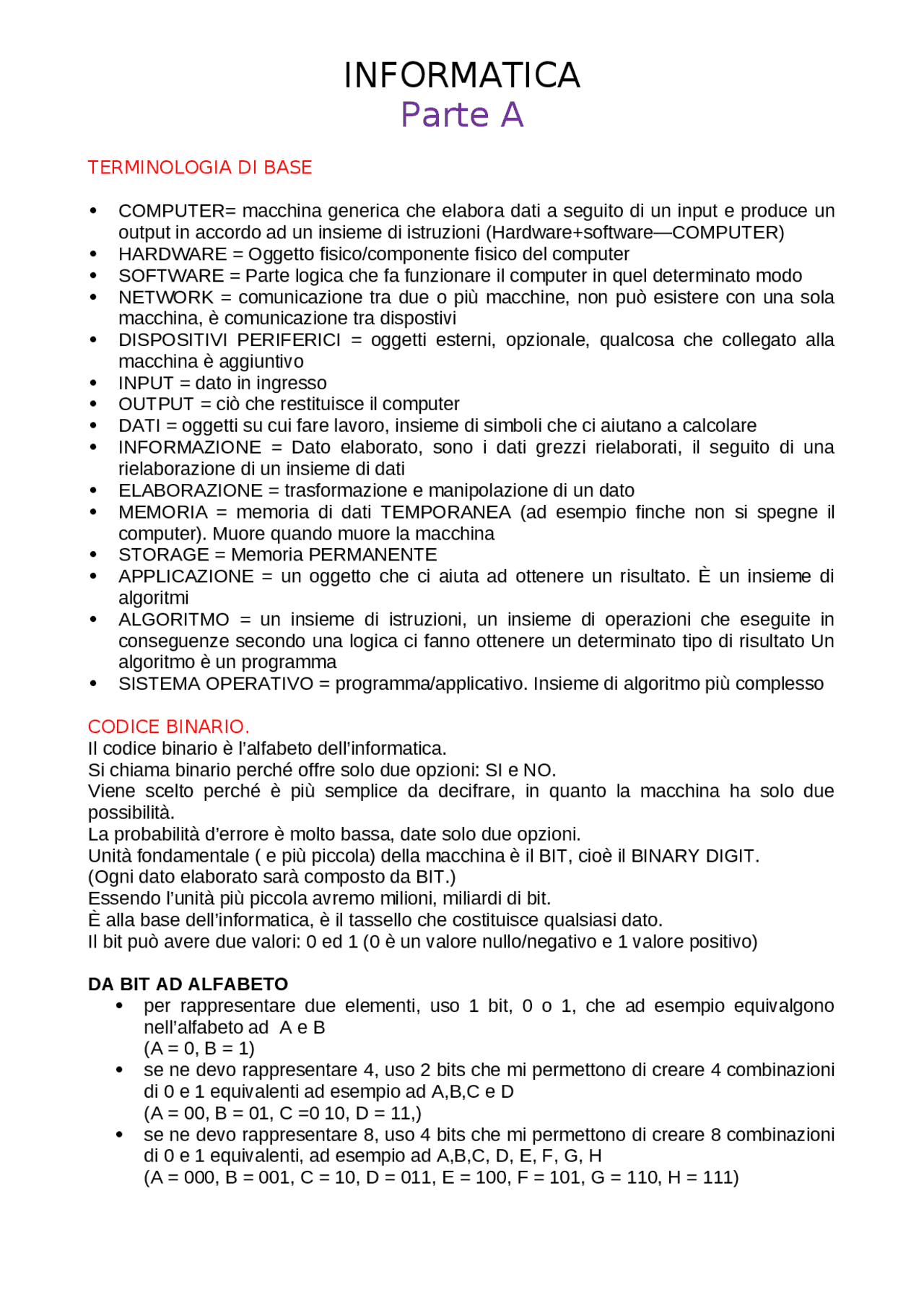 Riassunto Informatica Docsity