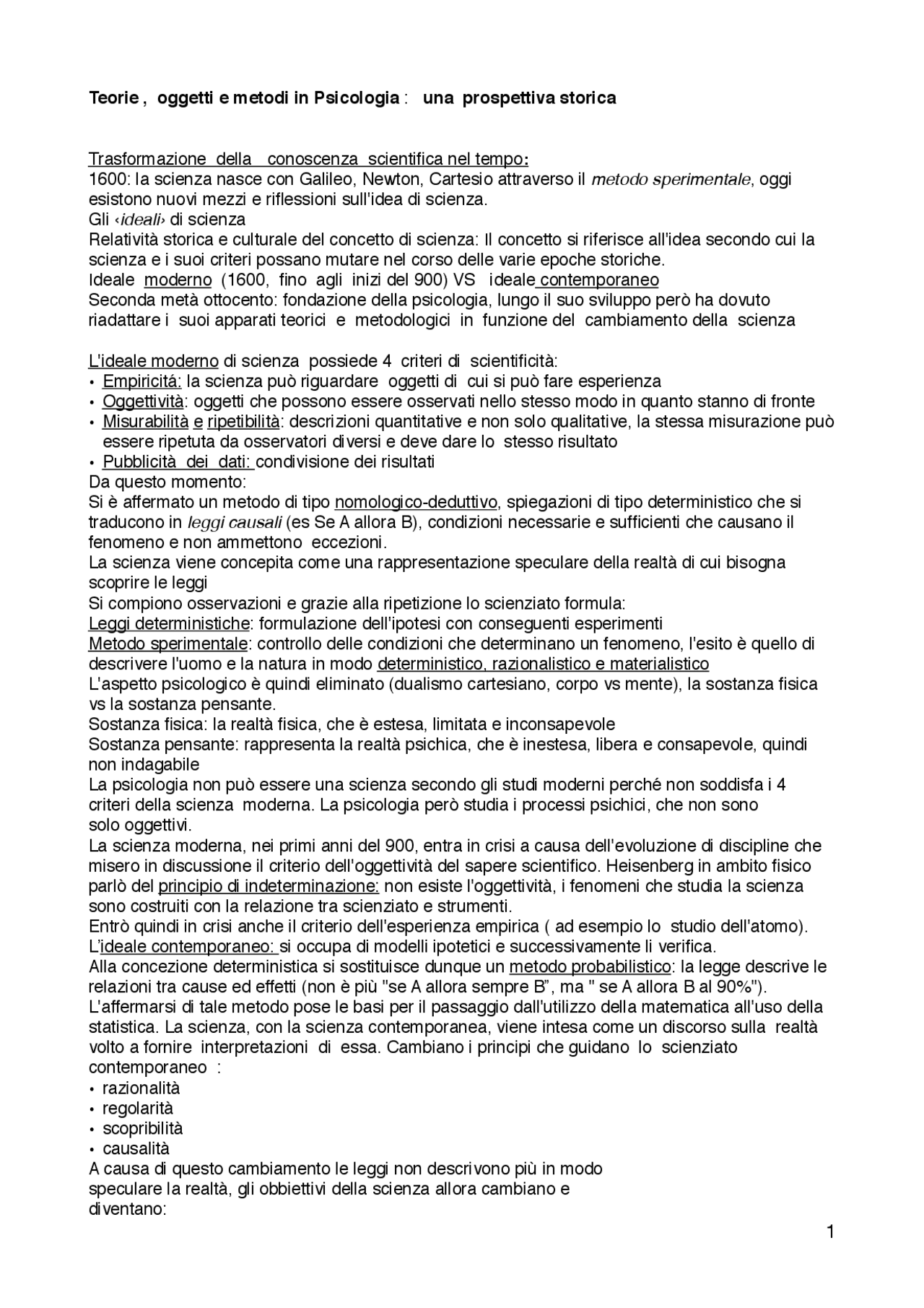 Teorie Oggetti E Metodi In Psicologia Docsity