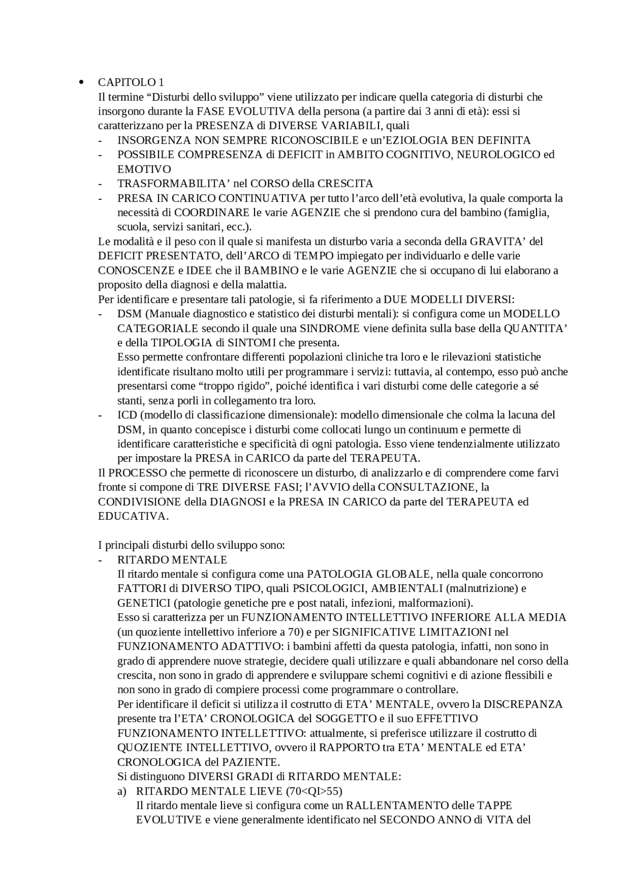 I Disturbi Dello Sviluppo Docsity