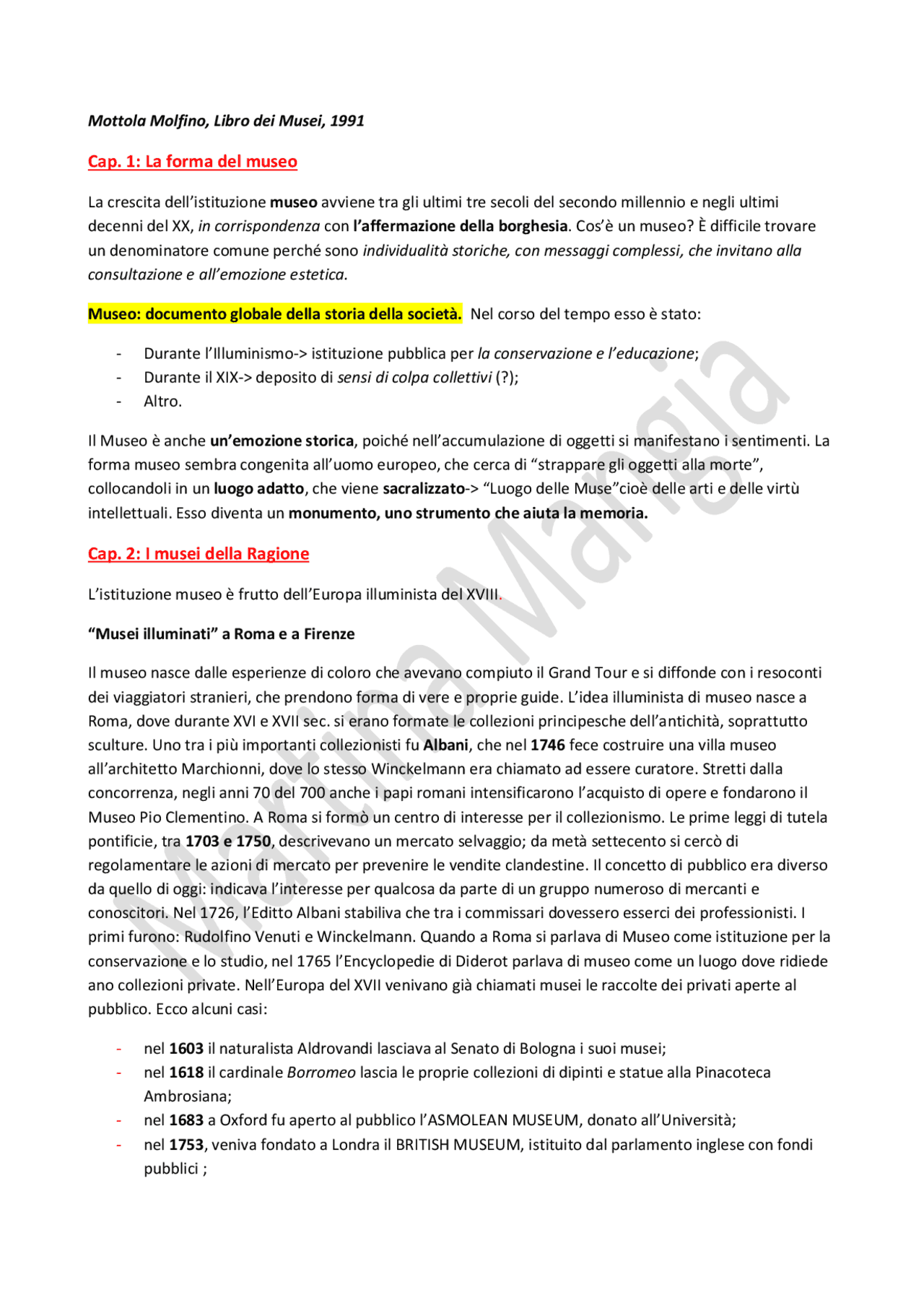 Sintesi Mottola Libro Dei Musei Docsity