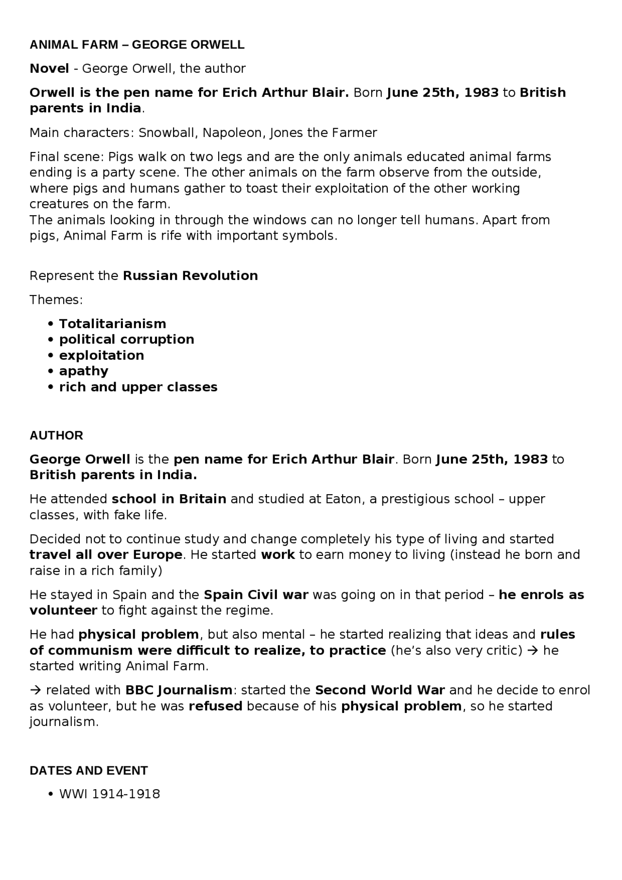 Animal Farm - Orwell - Docsity