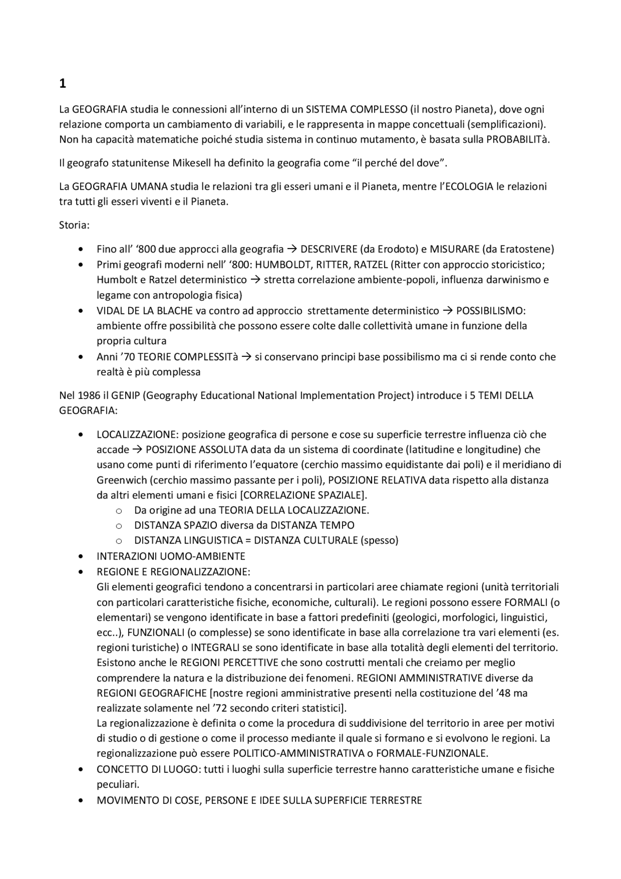 Appunti Di Geografia Umana Docsity