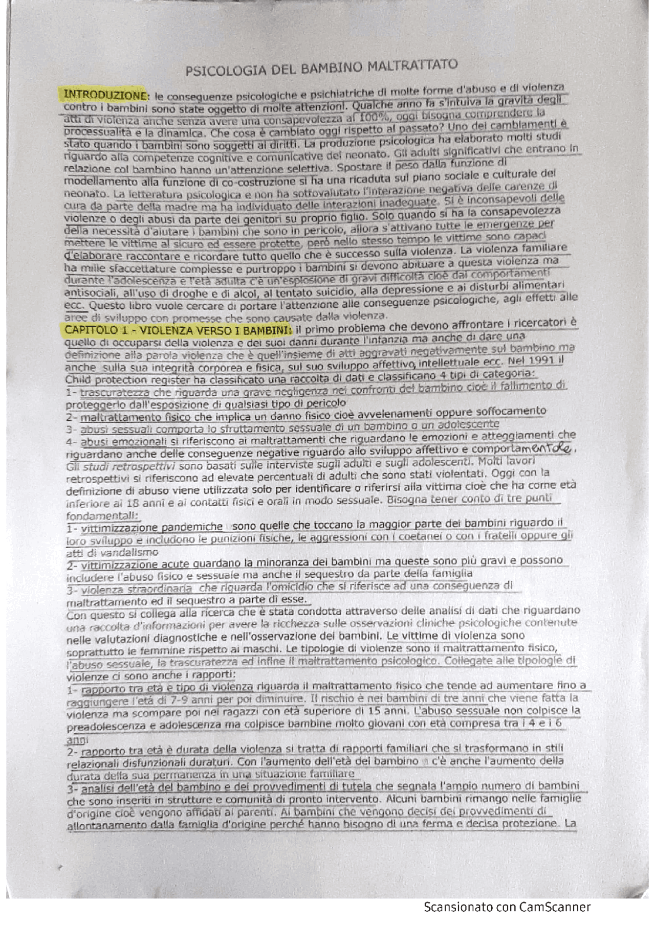 Psicologia Del Bambino Maltrattato Docsity