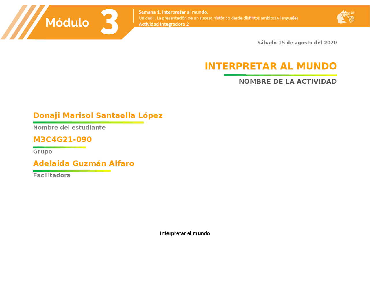 INTERPRETAR AL MUNDO - Docsity