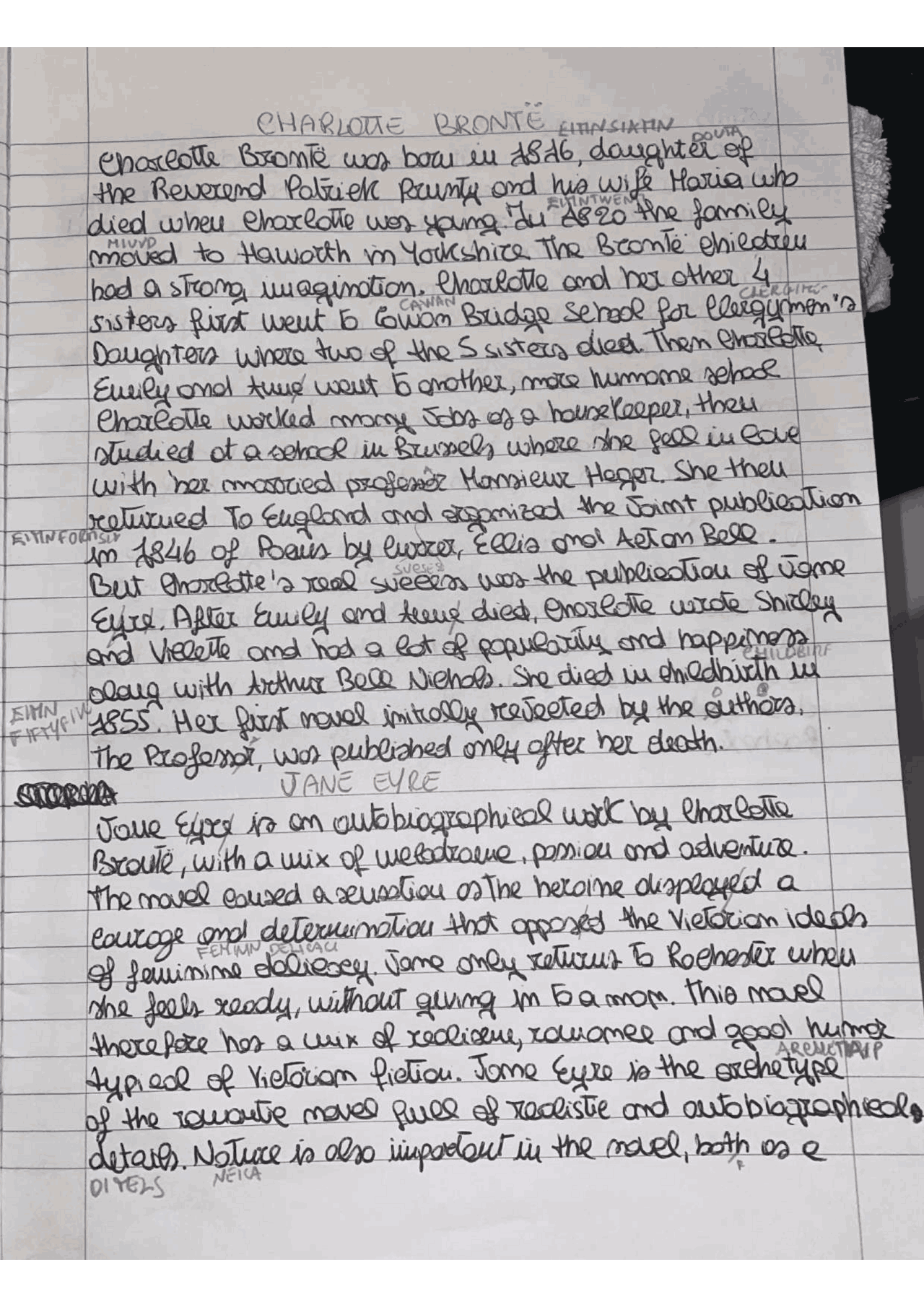 CHARLOTTE BRONTË and JANE EYRR - Docsity