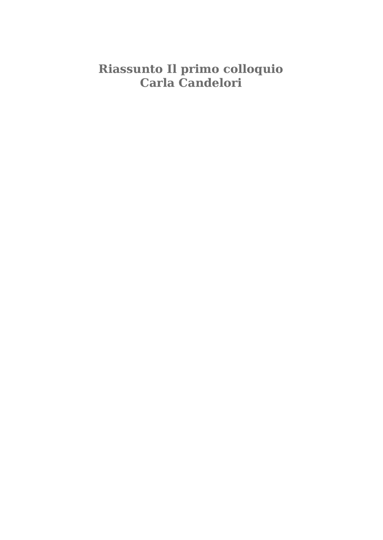 Il Primo Colloquio Candelori Docsity