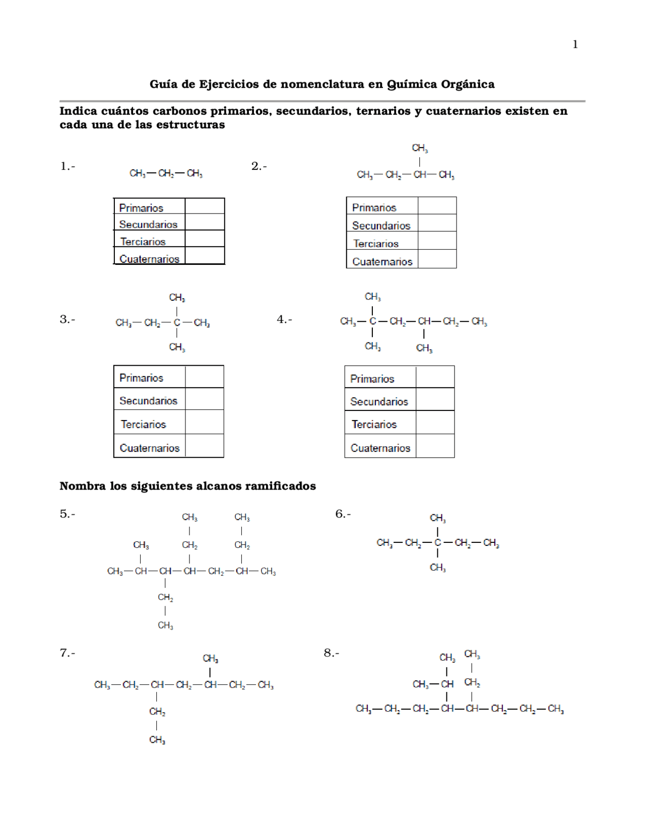 Ejercicios nomenclatura organica - Docsity