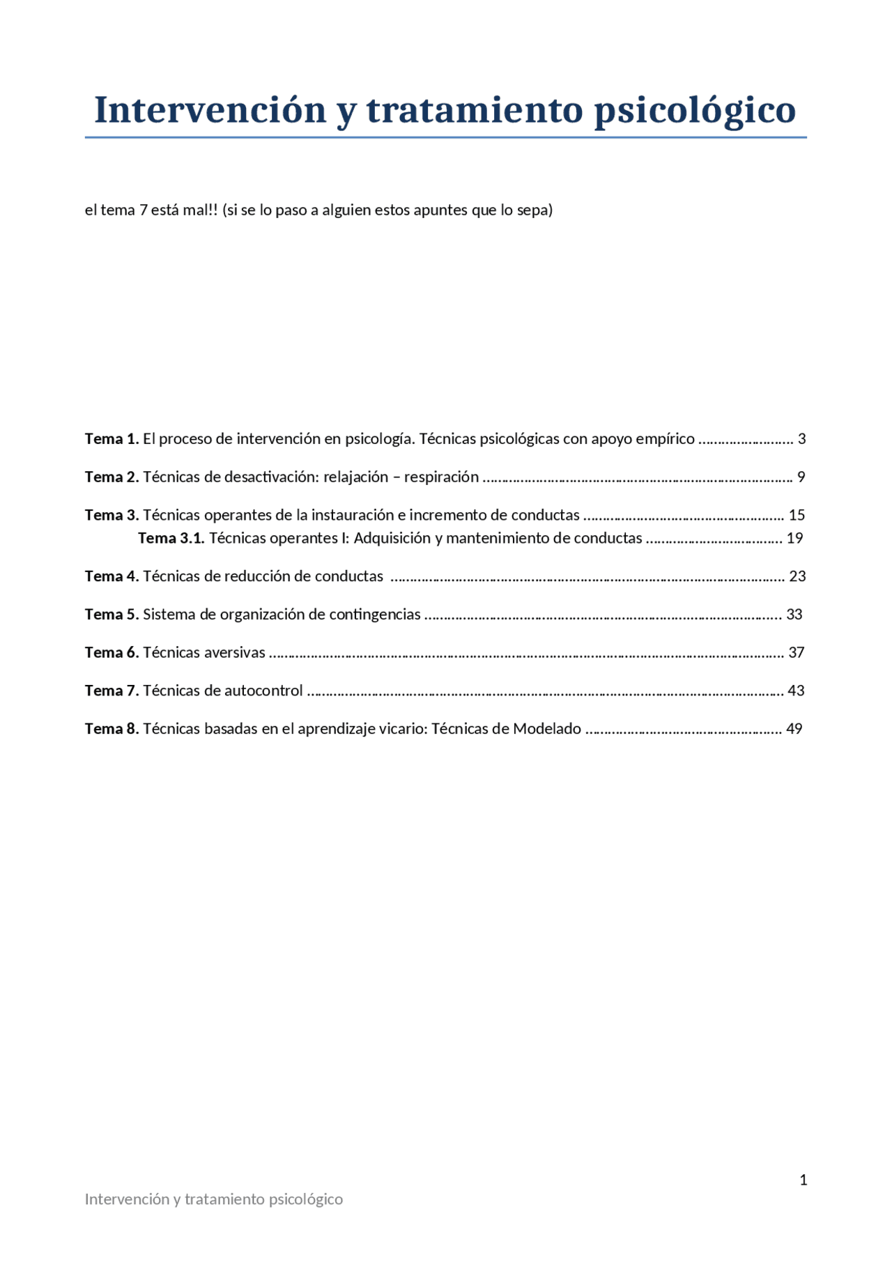 Intervencion Y Tratamiento Psicologico Docsity