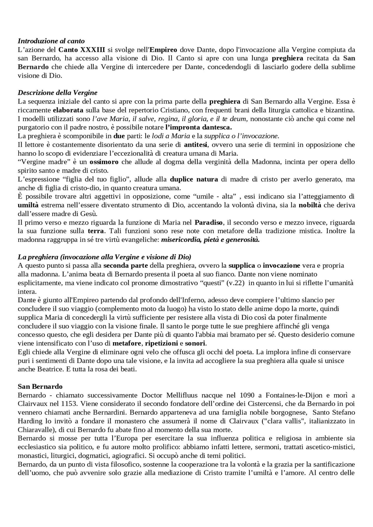 Canti Divina Commedia Paradiso Docsity