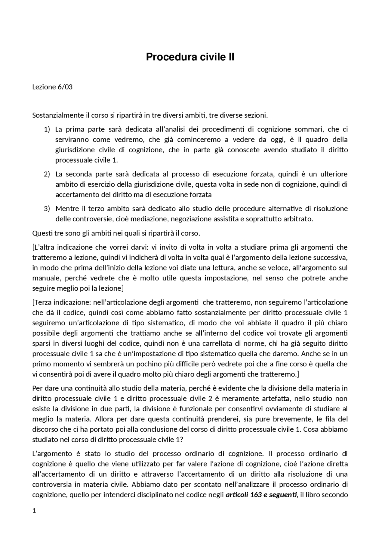 Lezioni Procedura Civile Docsity