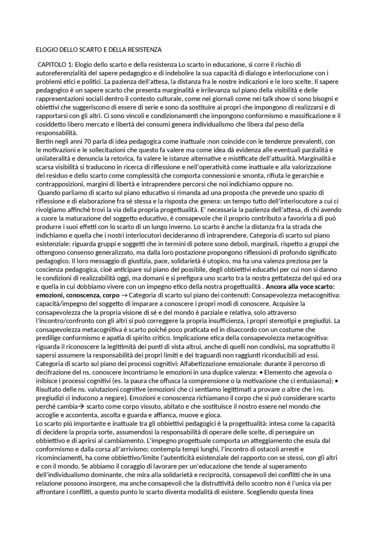 Elogio Allo Scarto E Alla Resistenza Docsity