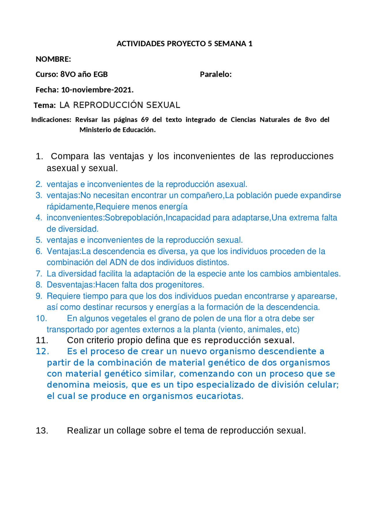 Reproduccion Sexual Y Asexual Docsity