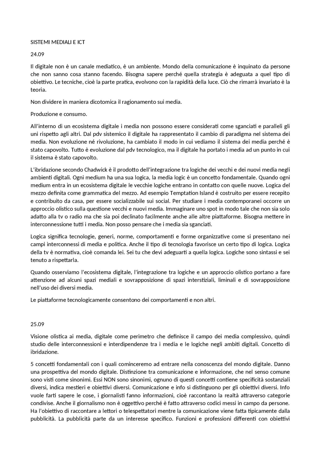 Sistemi Mediali E Ict Docsity